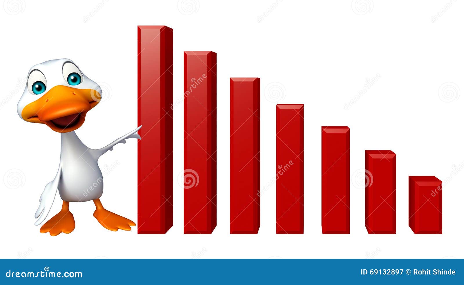 Duck Cartoon Character with Graph Stock Illustration - Illustration of ...