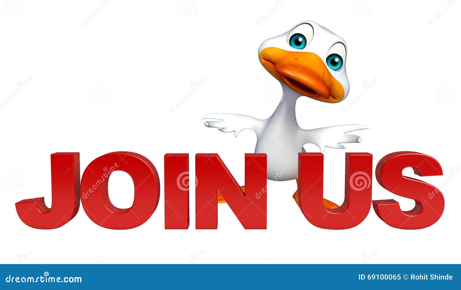 Duck Cartoon Character with Join Us Sign Stock Illustration ...