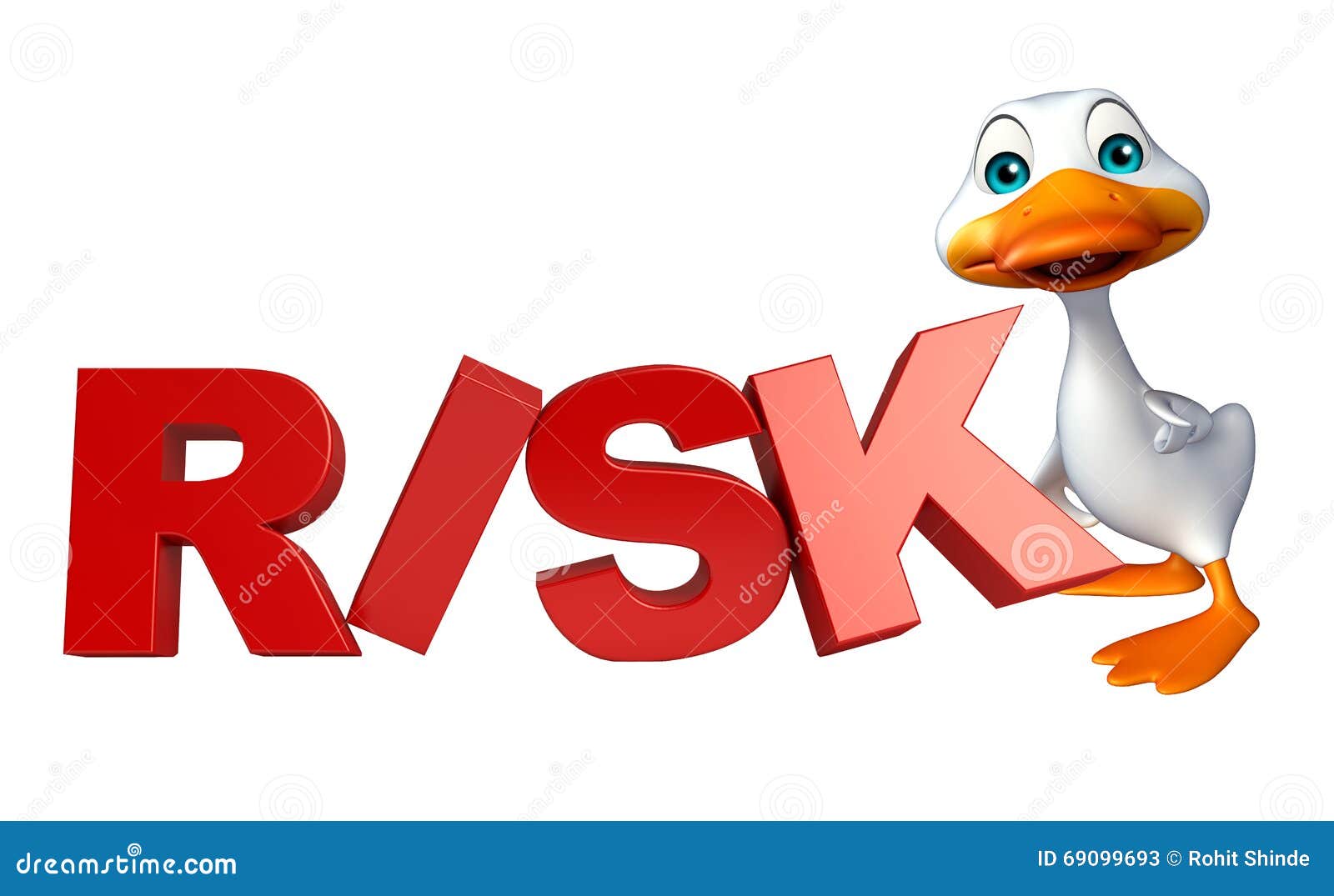 Duck Cartoon Character with Risk Sign Stock Illustration - Illustration ...