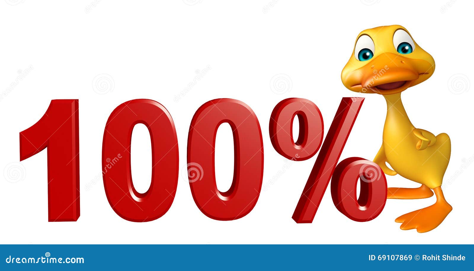 Duck Cartoon Character with 100 Sign Stock Illustration - Illustration ...