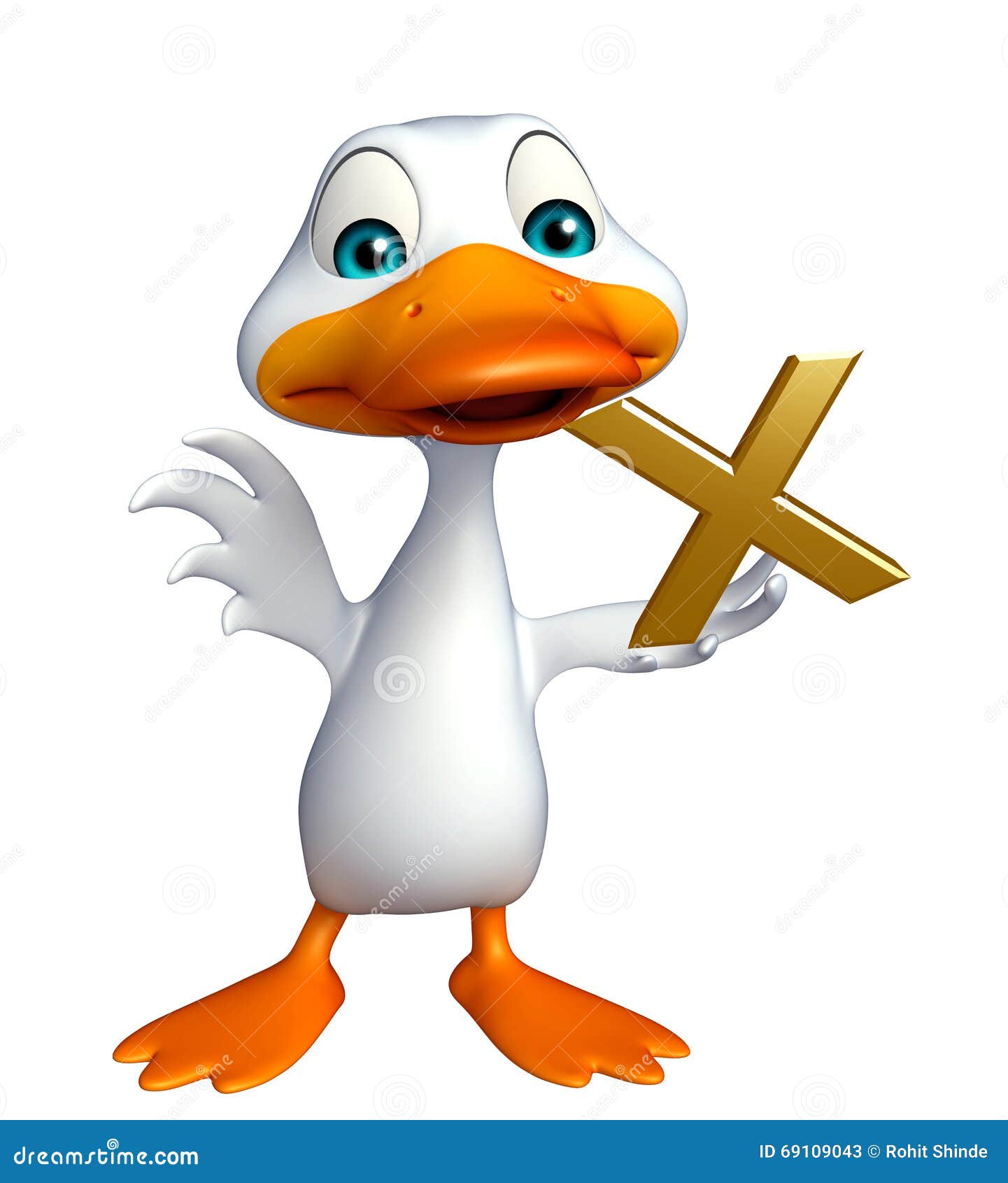 Duck Cartoon Character with Wrong Sign Stock Illustration ...