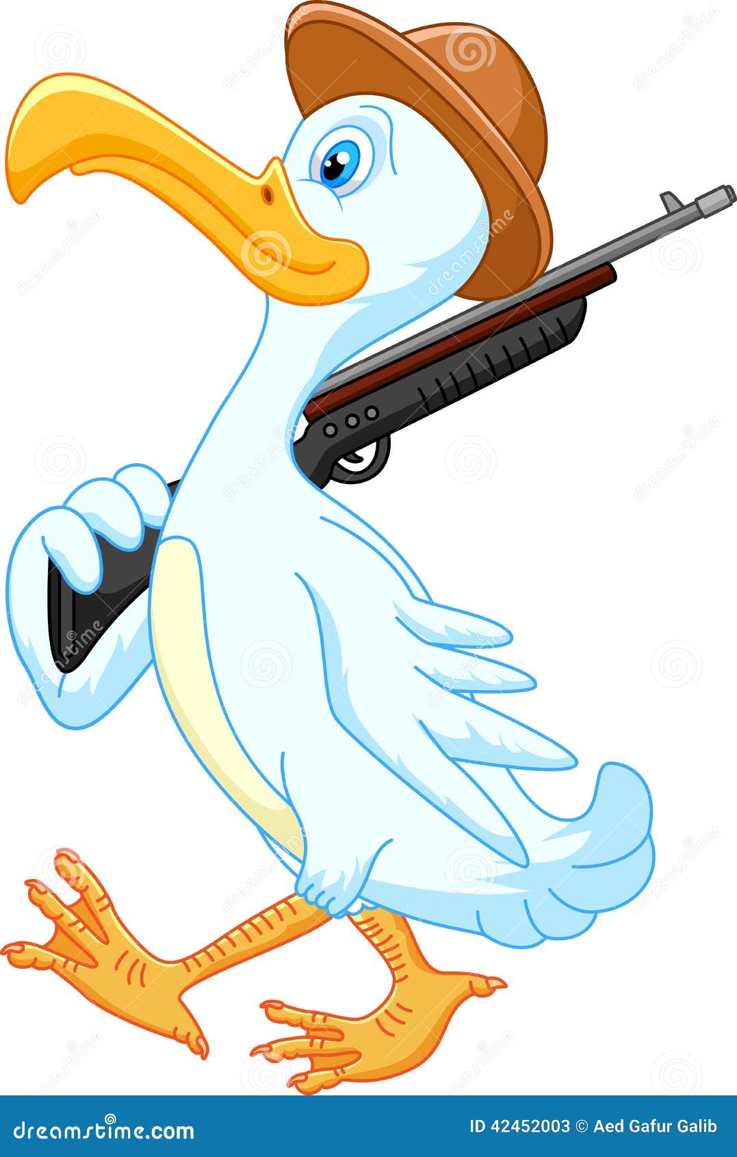 Duck Cartoon Walking with Rifle Stock Vector - Illustration of funny ...