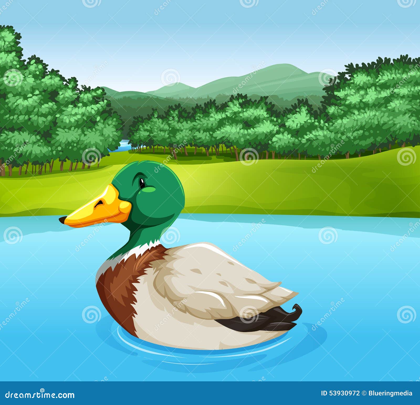 A duck stock vector. Illustration of landscape, outside - 53930972