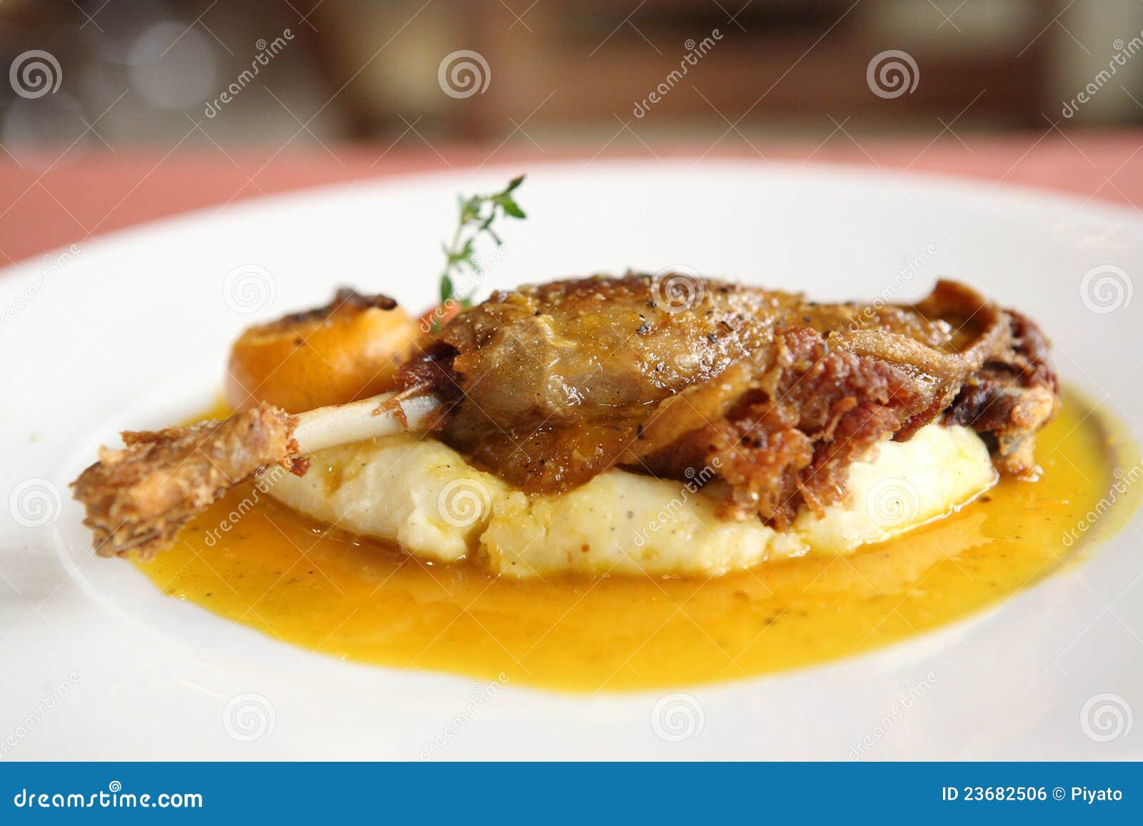 Duck Confit , Roasted Duck Leg Stock Photo - Image of cutlery, leaf ...