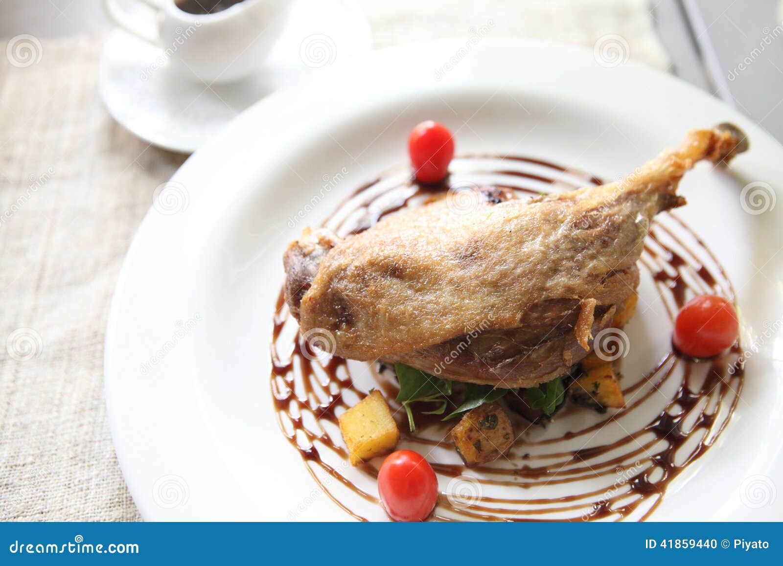 Duck Confit , Roasted Duck Leg Stock Photo - Image of confit, knife ...