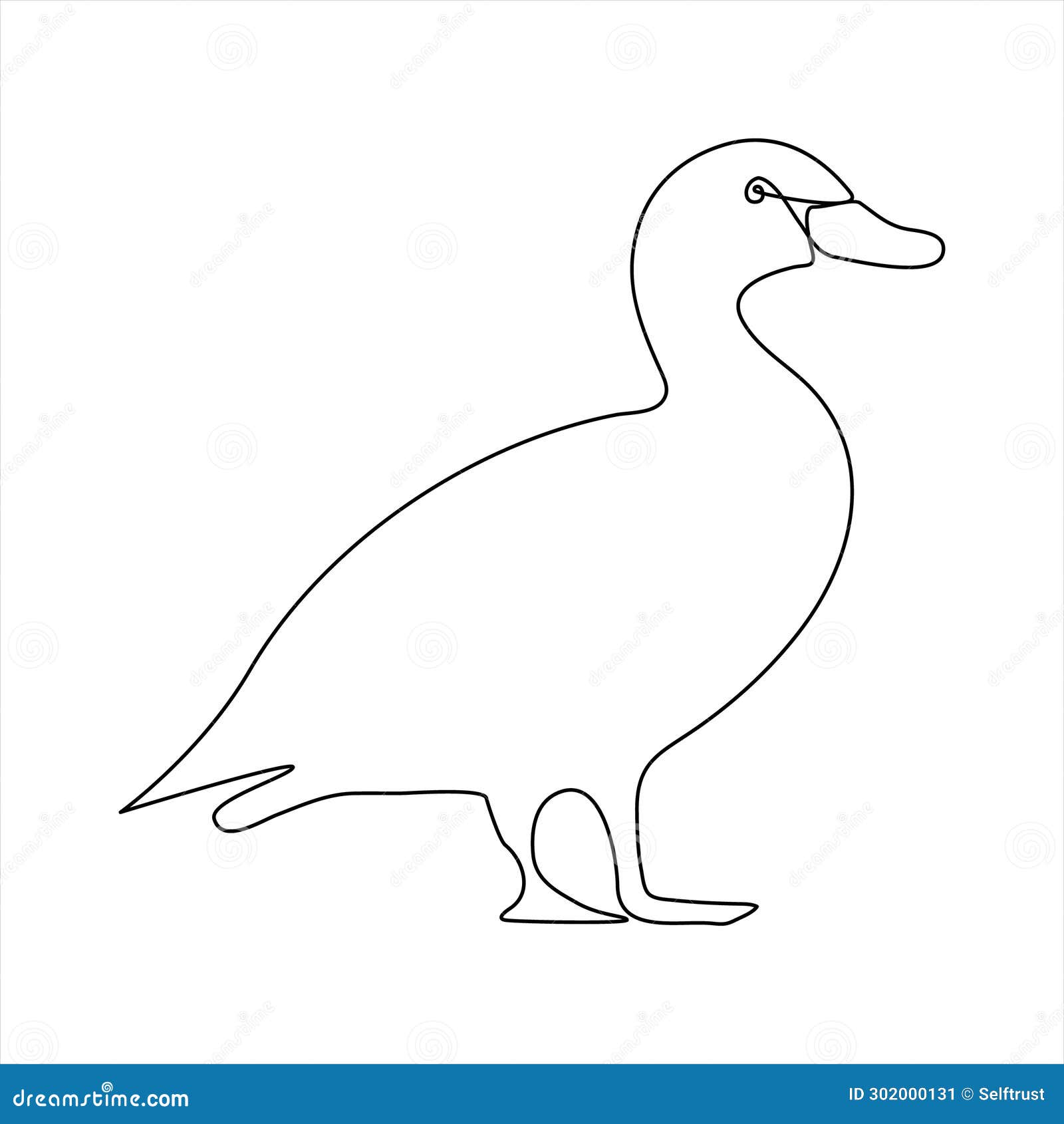 Vector Duck One Continuous Line Drawing Isolated on White Background ...