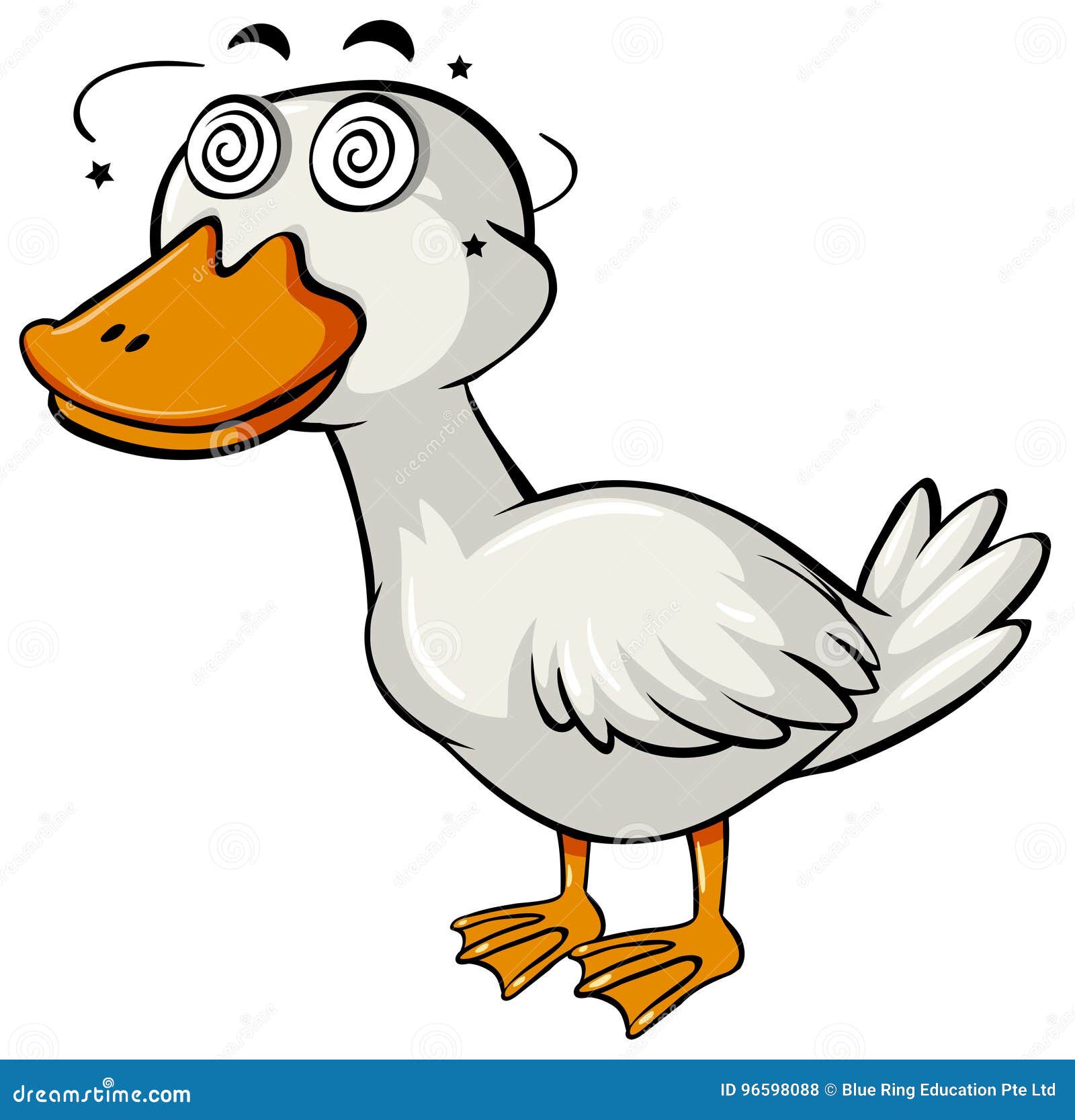 Duck with Dizzy Face on White Background Stock Vector - Illustration of ...