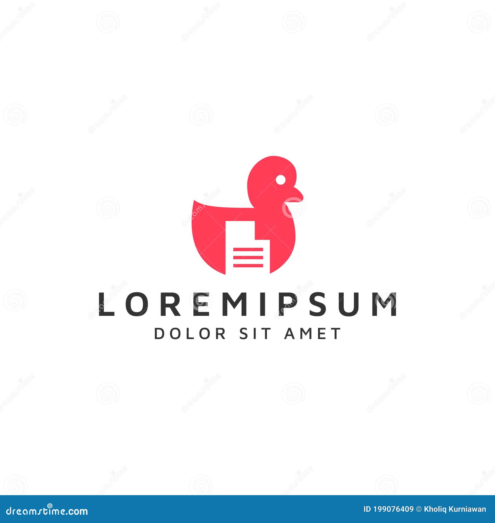 Duck and Document File Negative Space Logo Design Stock Vector ...