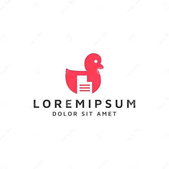 Duck and Document File Negative Space Logo Design Stock Vector ...