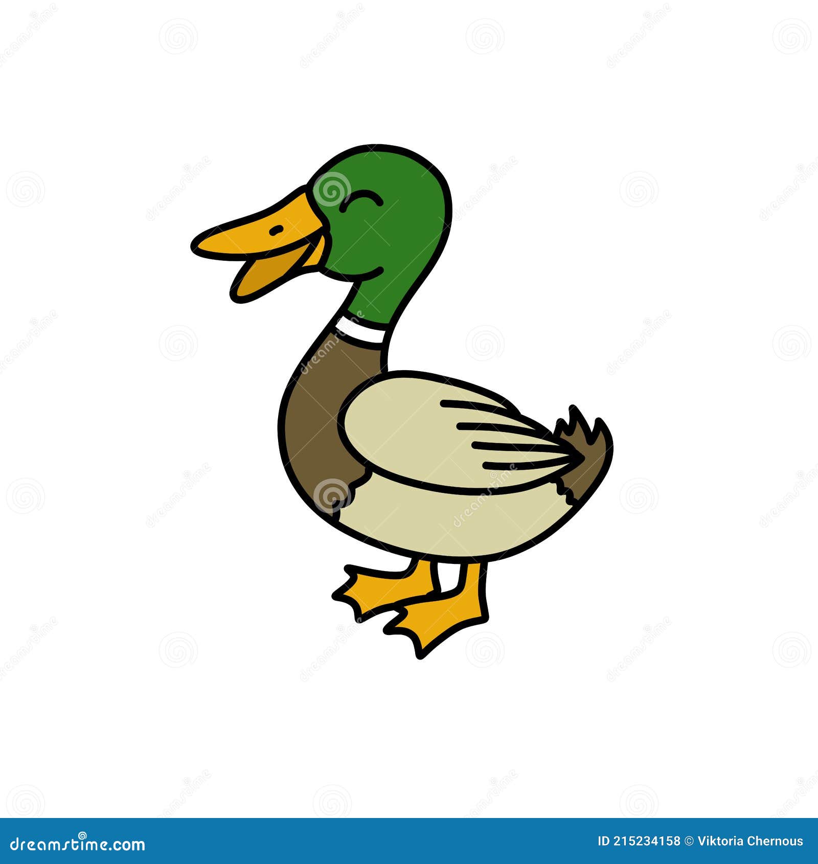 Duck Doodle Icon, Vector Color Line Illustration Stock Vector ...