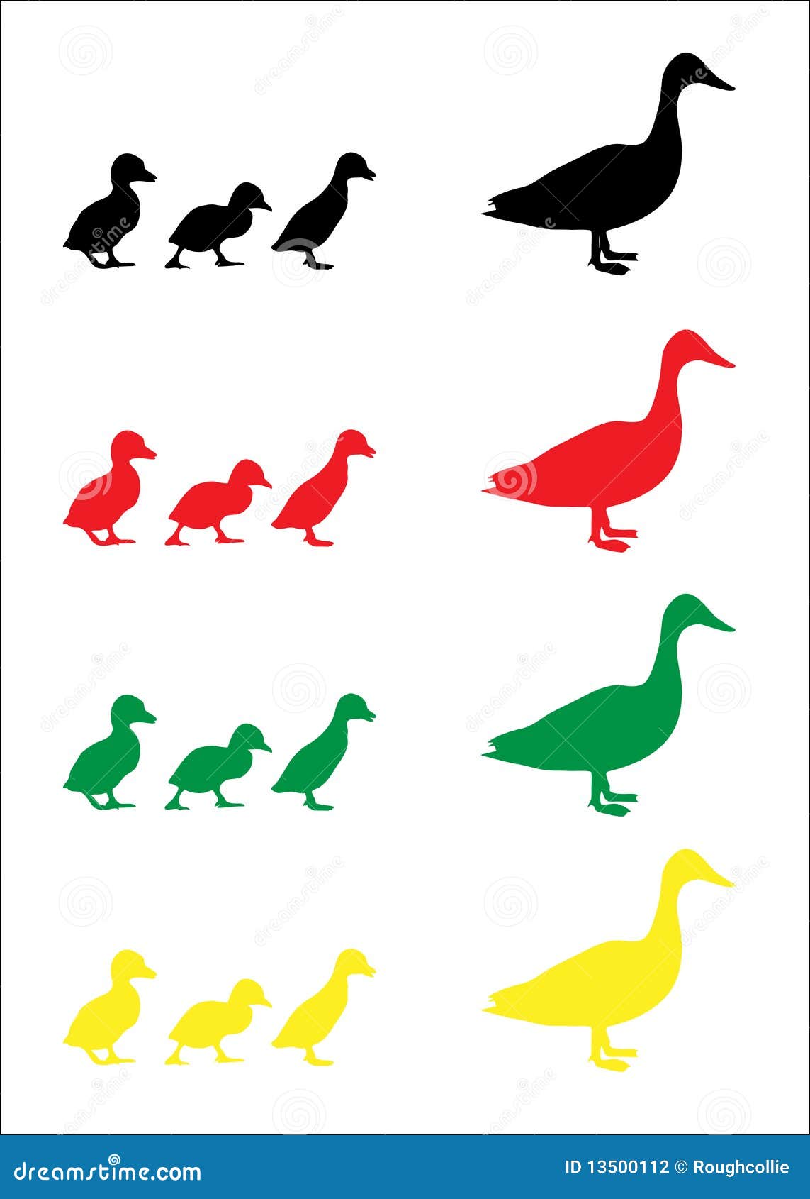 Duck Silhouettes Isolated On The White Background. Vector Illustration ...