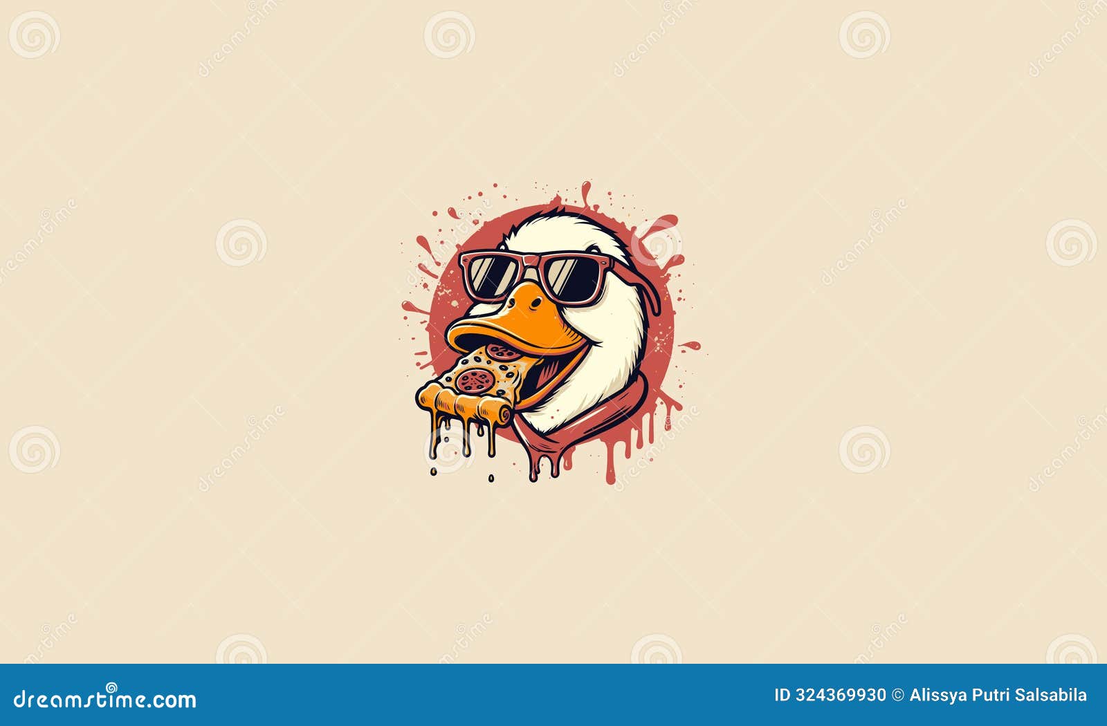 Duck Eat Pizza Vector Illustration Flat Design Stock Illustration ...