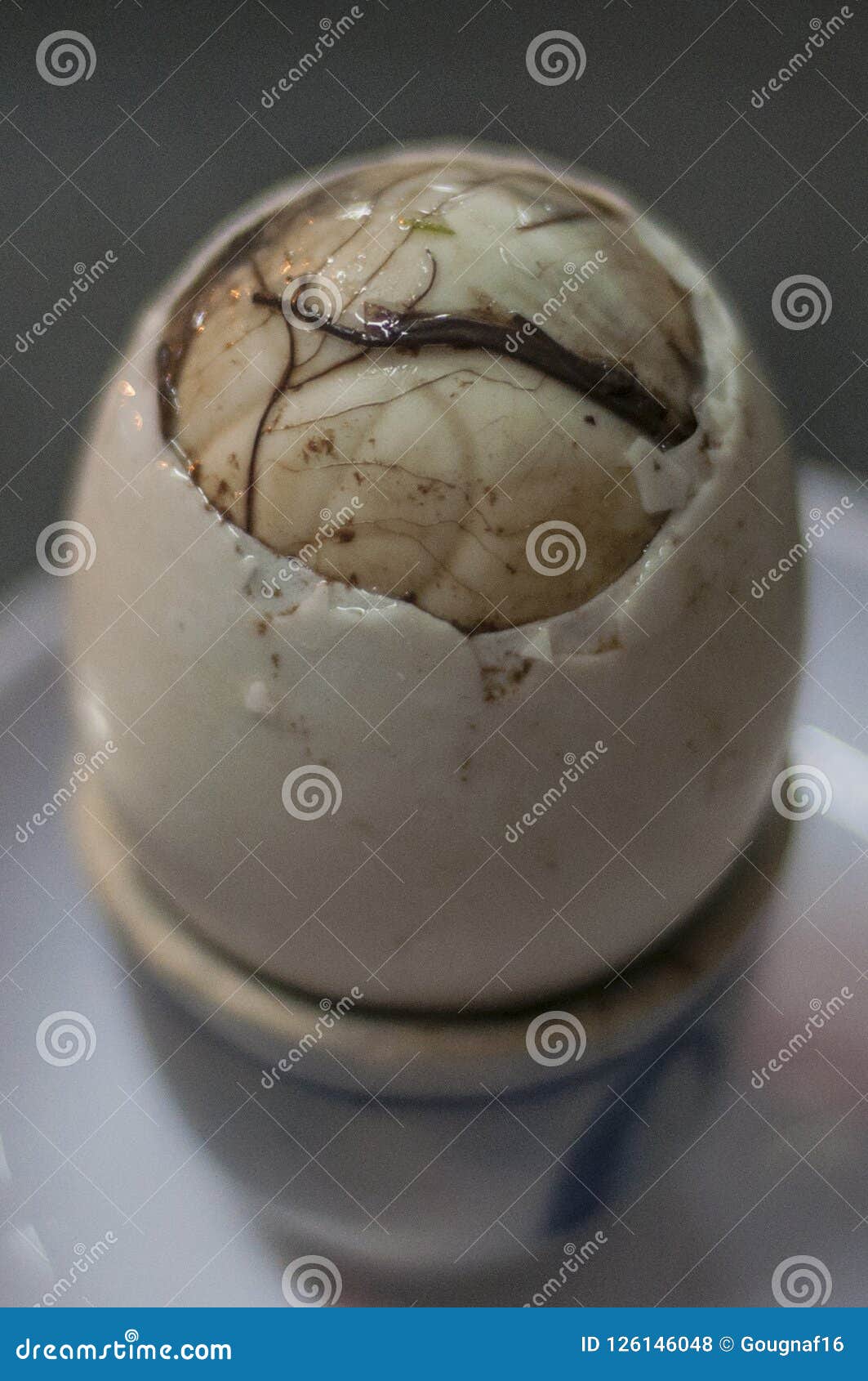 Duck Embryo Egg in a Ceramic Cup Stock Photo - Image of shell, vietnam ...