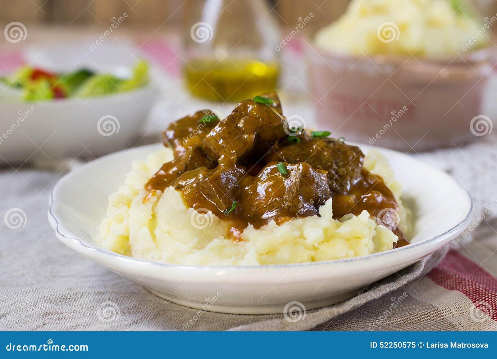 Duck Filet in Gravy with Vanilla Served with Mashed Potatoes Stock ...
