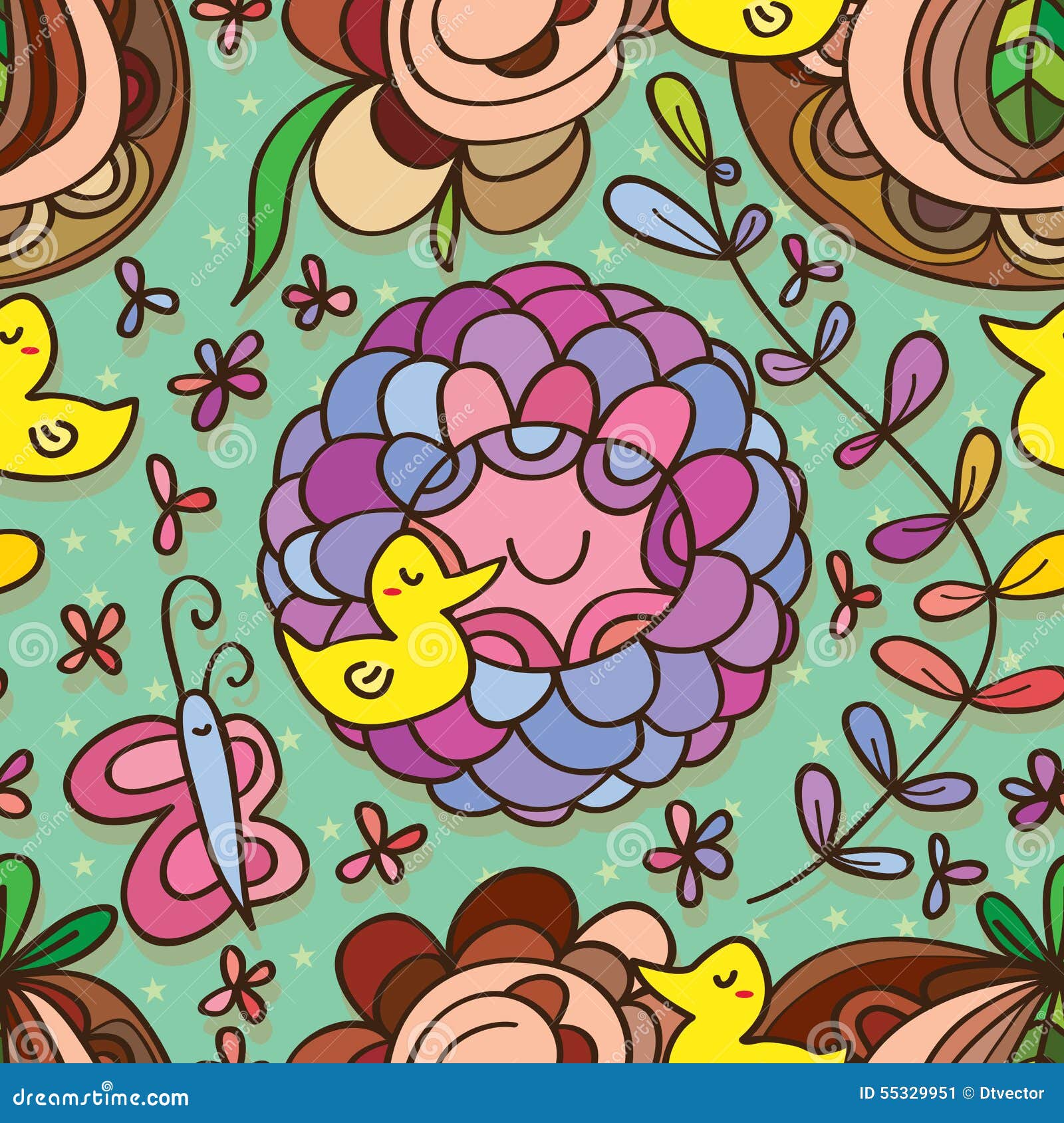Duck Flower Pattern Seamless Stock Vector - Illustration of baby ...