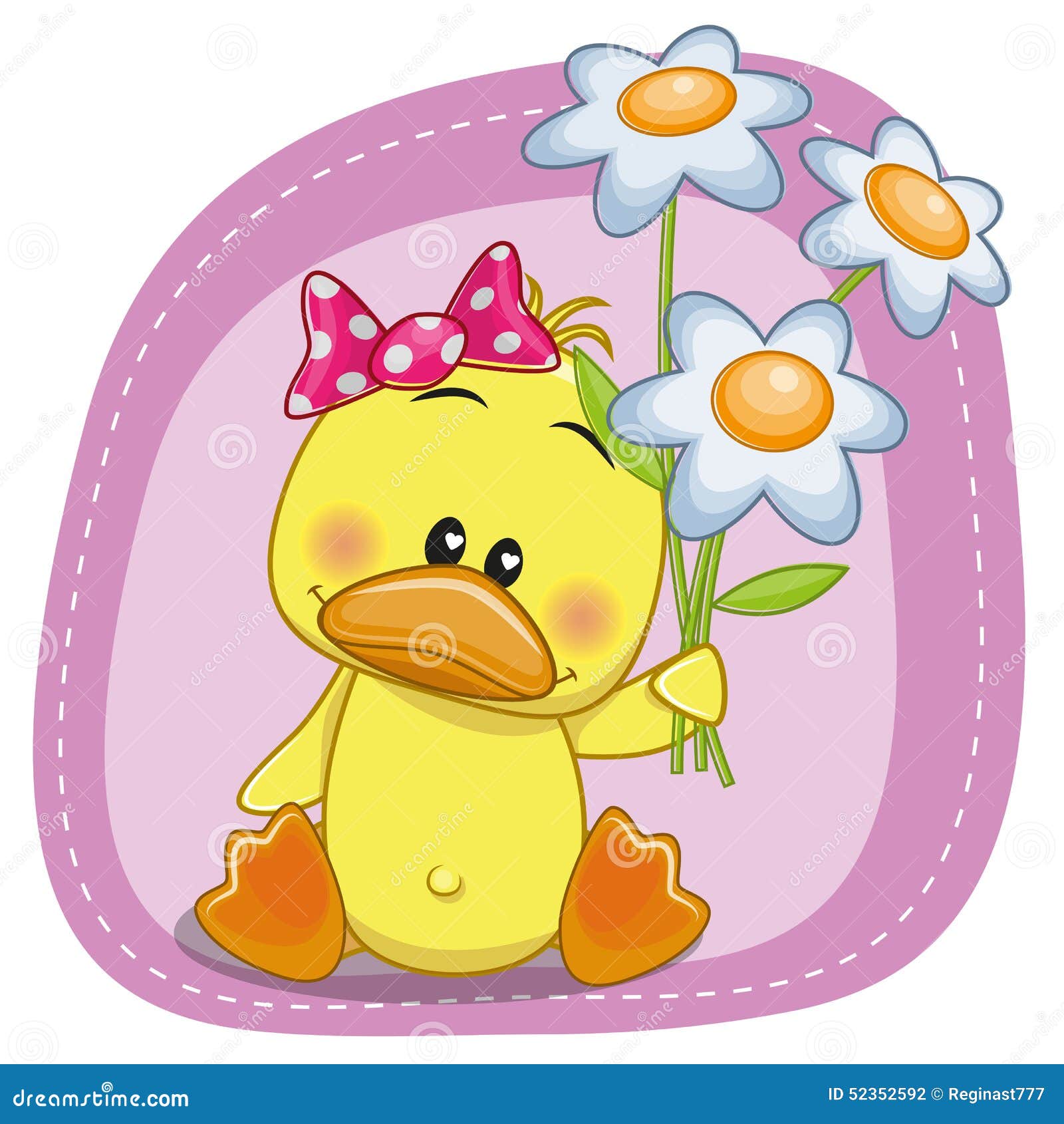 Duck with flowers stock vector. Illustration of card - 52352592