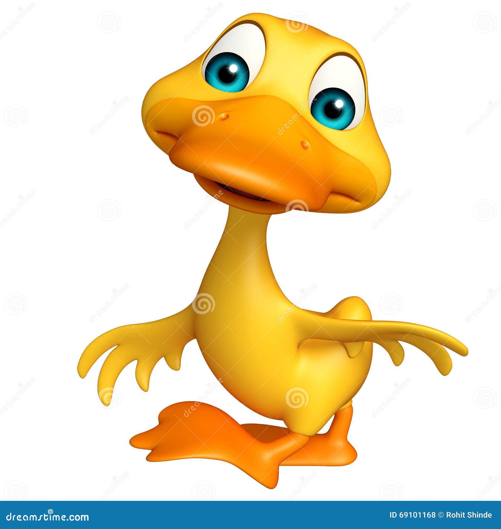 Duck Funny Cartoon Character Stock Illustration - Illustration of happy ...