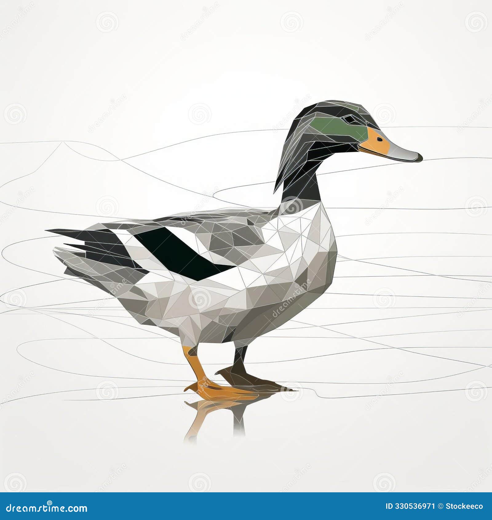 Minimalist Mallard Duck Illustration in Abstract Polygonal Style Stock ...