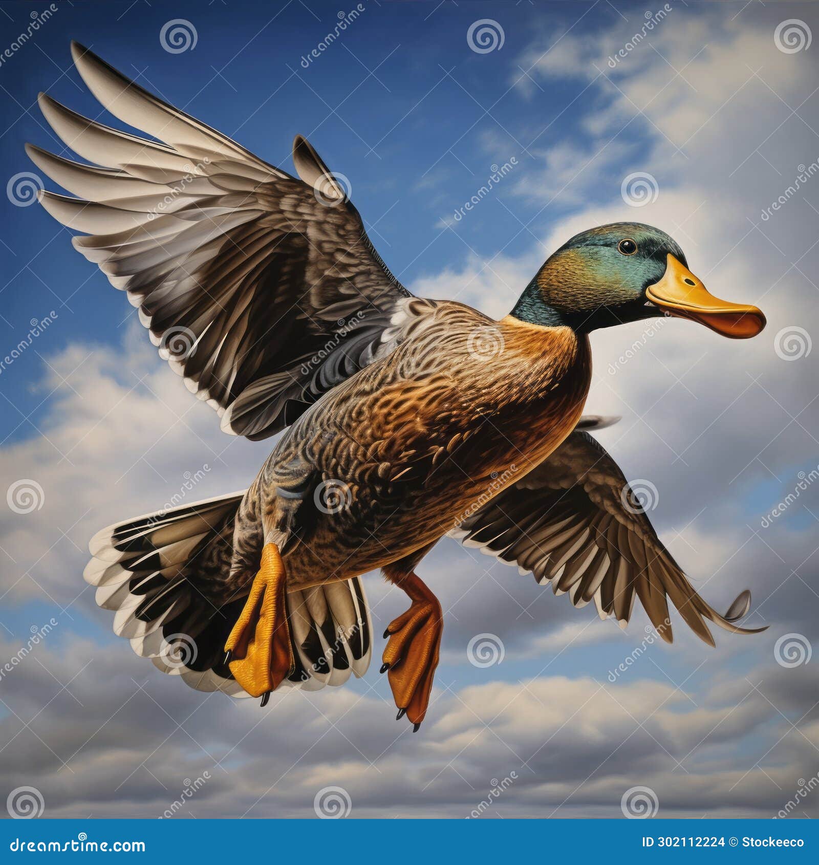Realistic Hyper-detailed Duck Flying Illustration Stock Illustration ...
