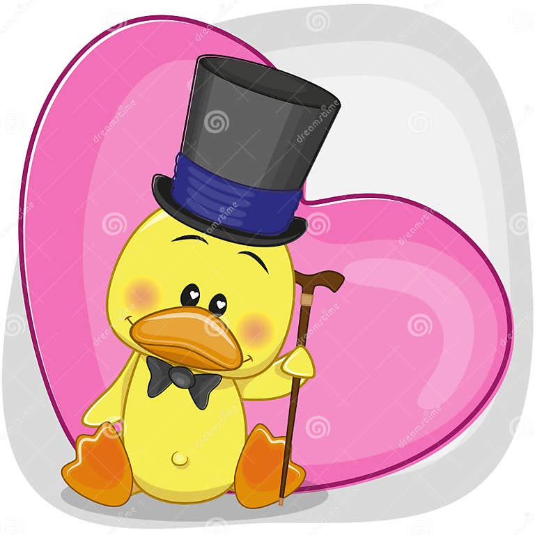 Duck in hat stock vector. Illustration of animals, decoration - 52352569