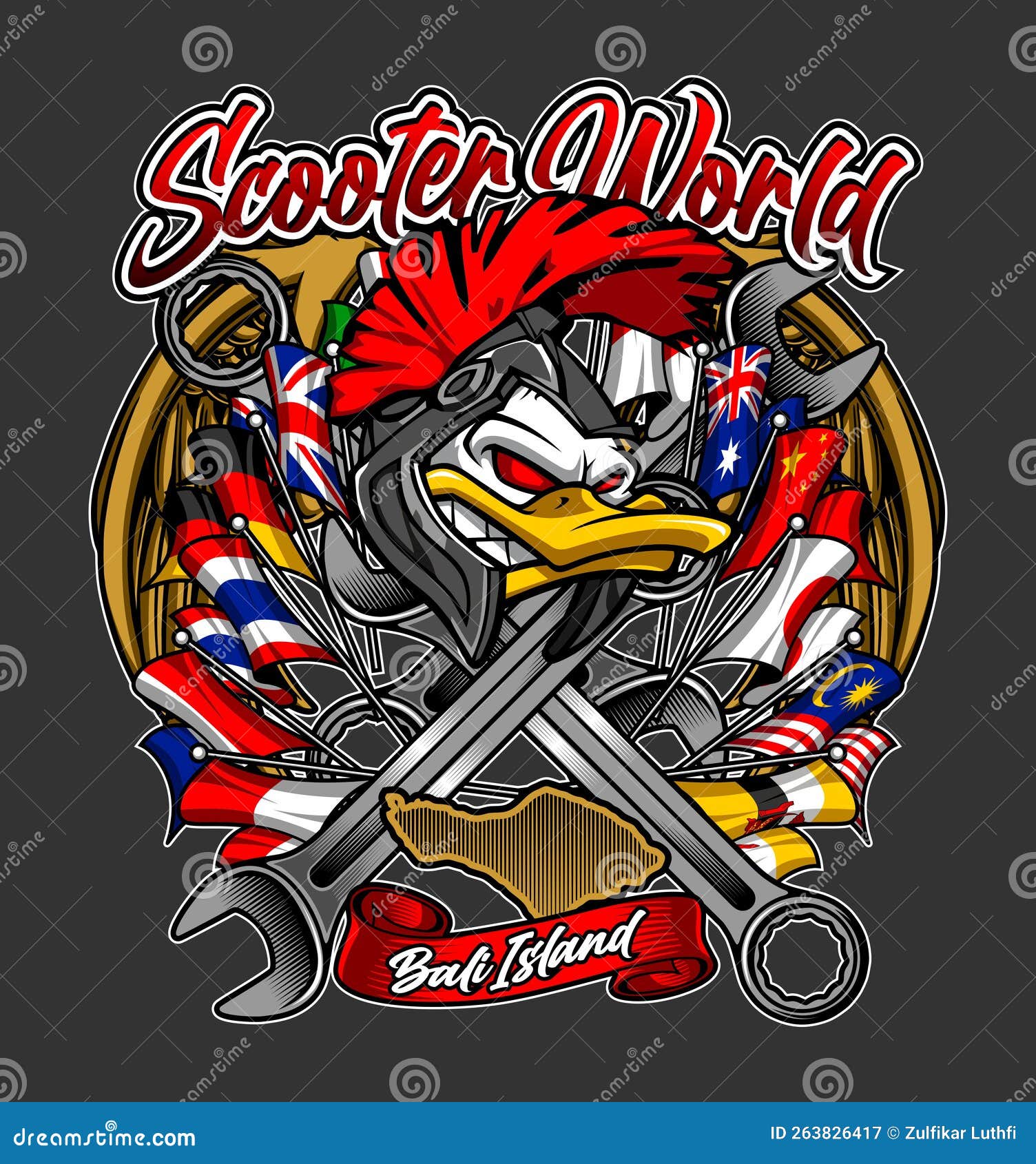 Duck head with world flags stock illustration. Illustration of head ...