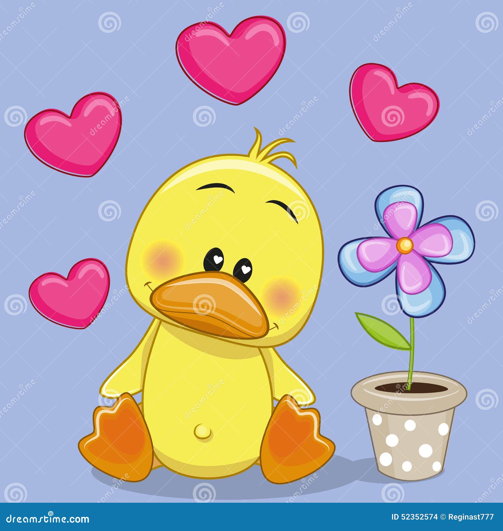 Duck with heart and flower stock vector. Illustration of flower - 52352574