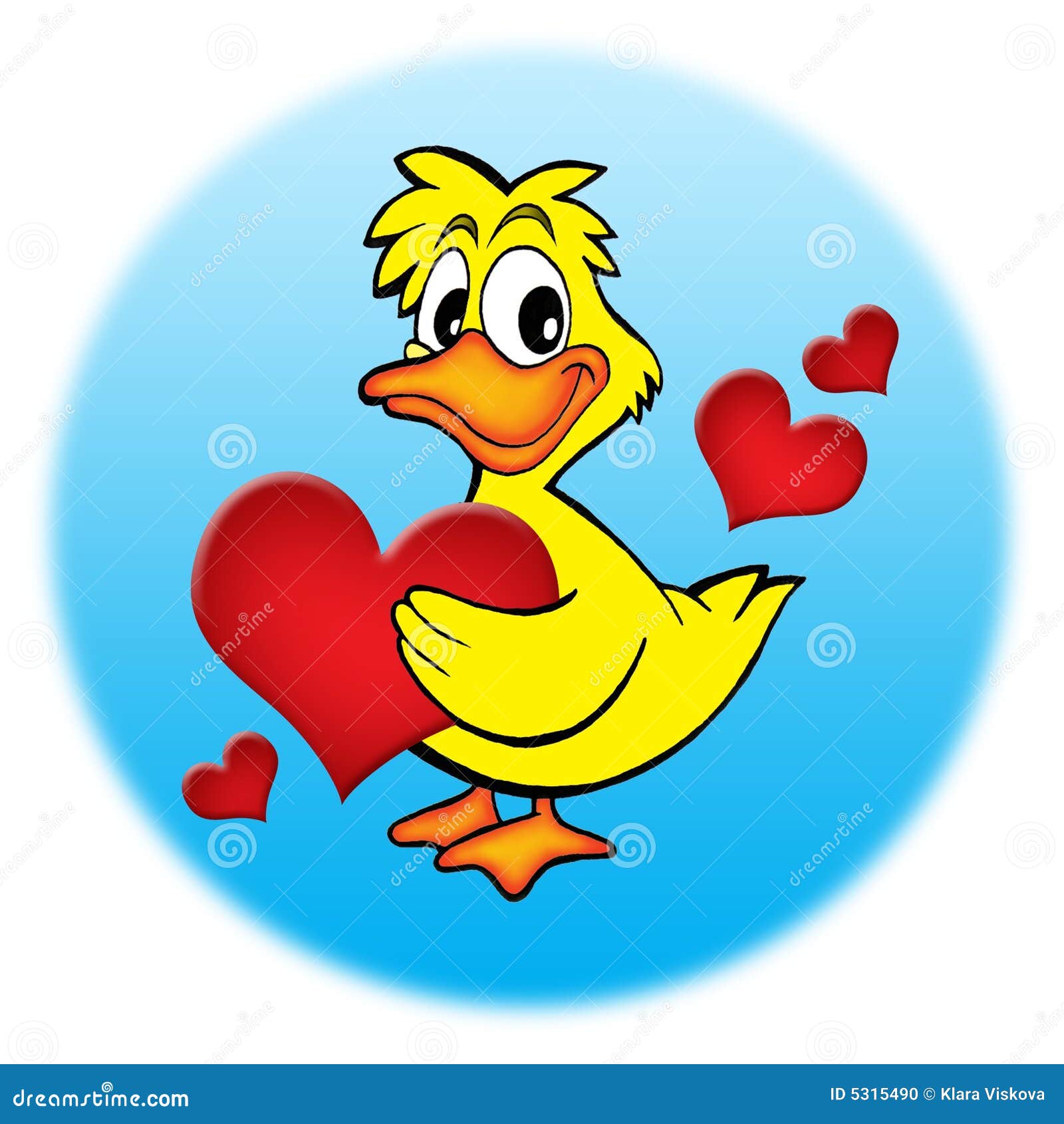 Duck with hearts stock illustration. Illustration of yellow - 5315490