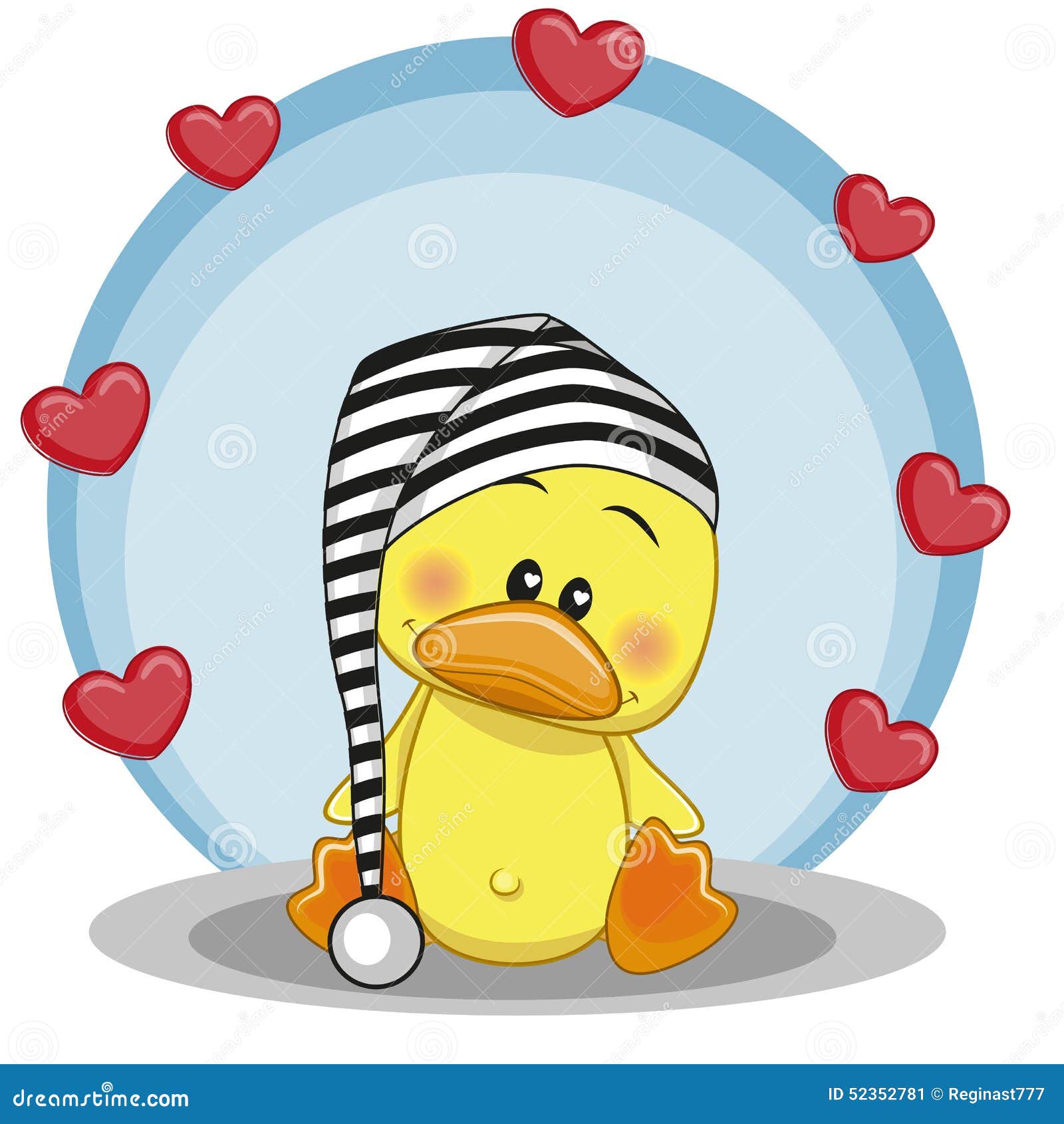 Duck with hearts stock vector. Illustration of card, hood - 52352781