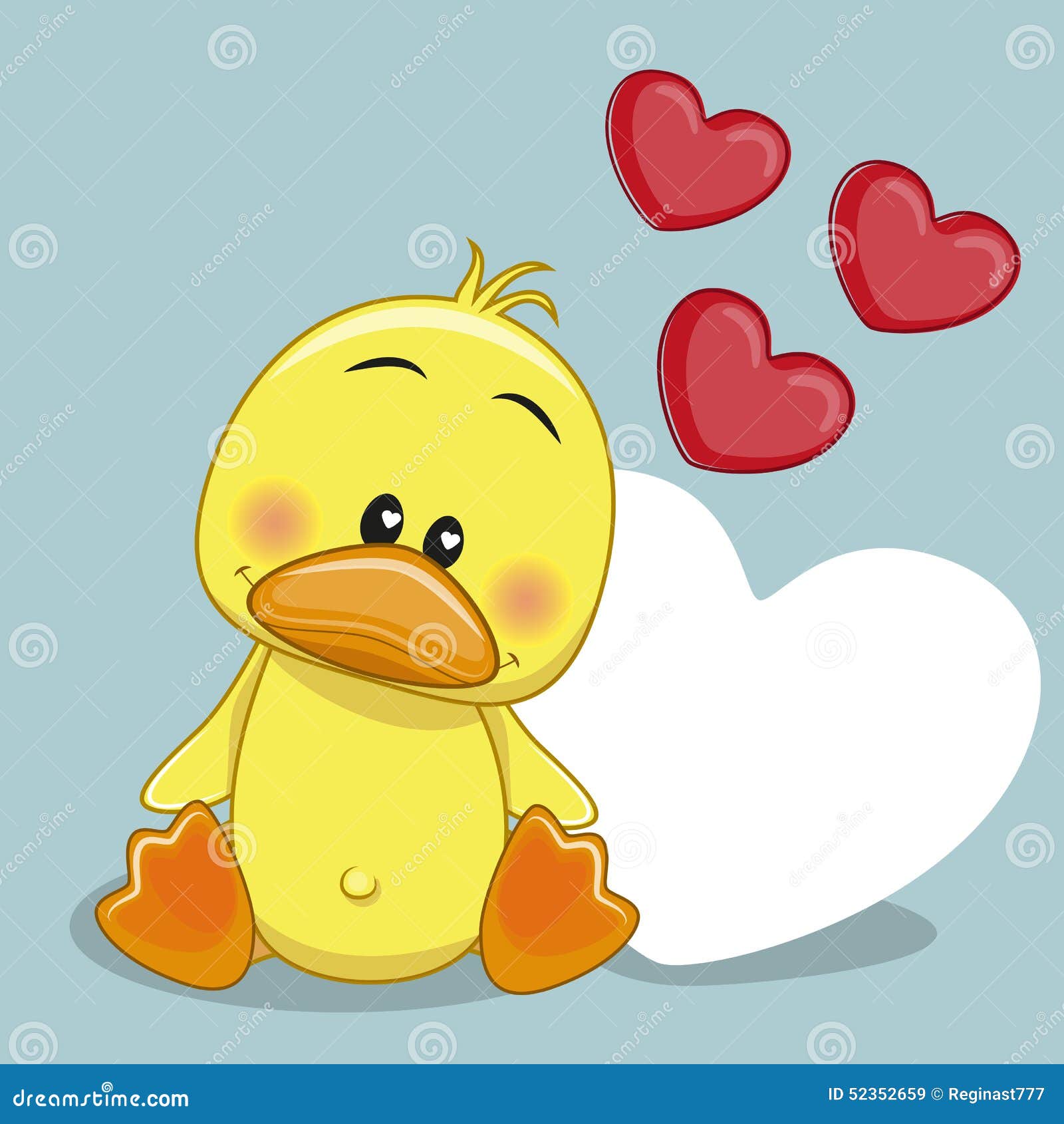 Duck with hearts stock vector. Illustration of greeting - 52352659