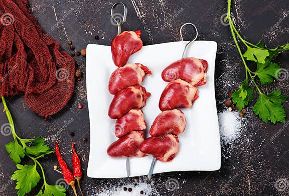 Duck hearts stock image. Image of kebab, brown, duck - 83338175