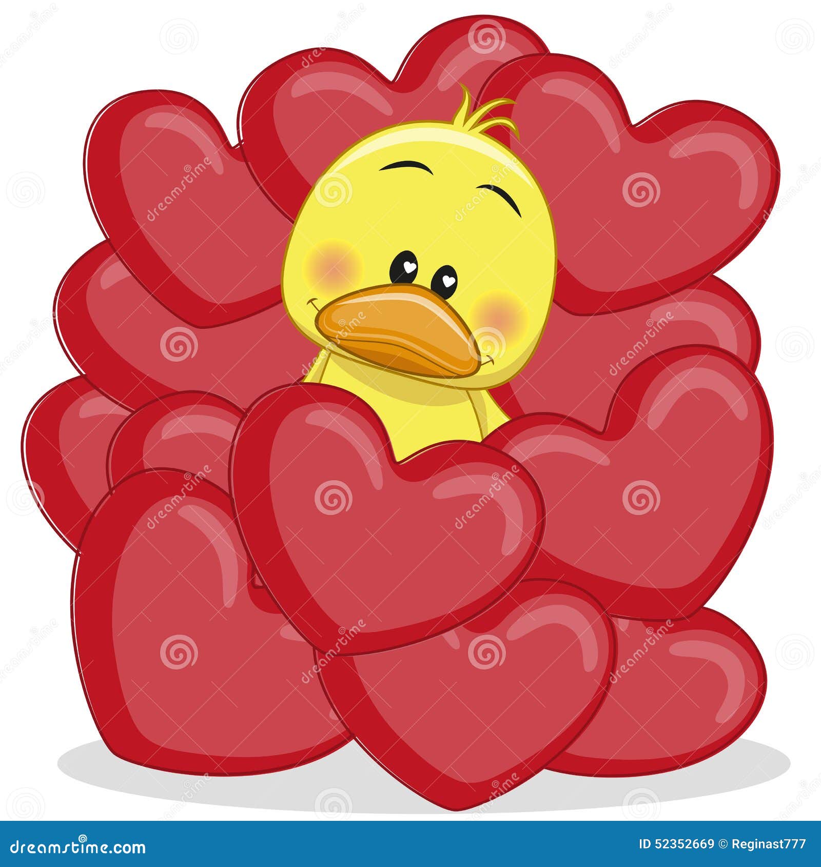 Duck in hearts stock vector. Illustration of beautiful - 52352669