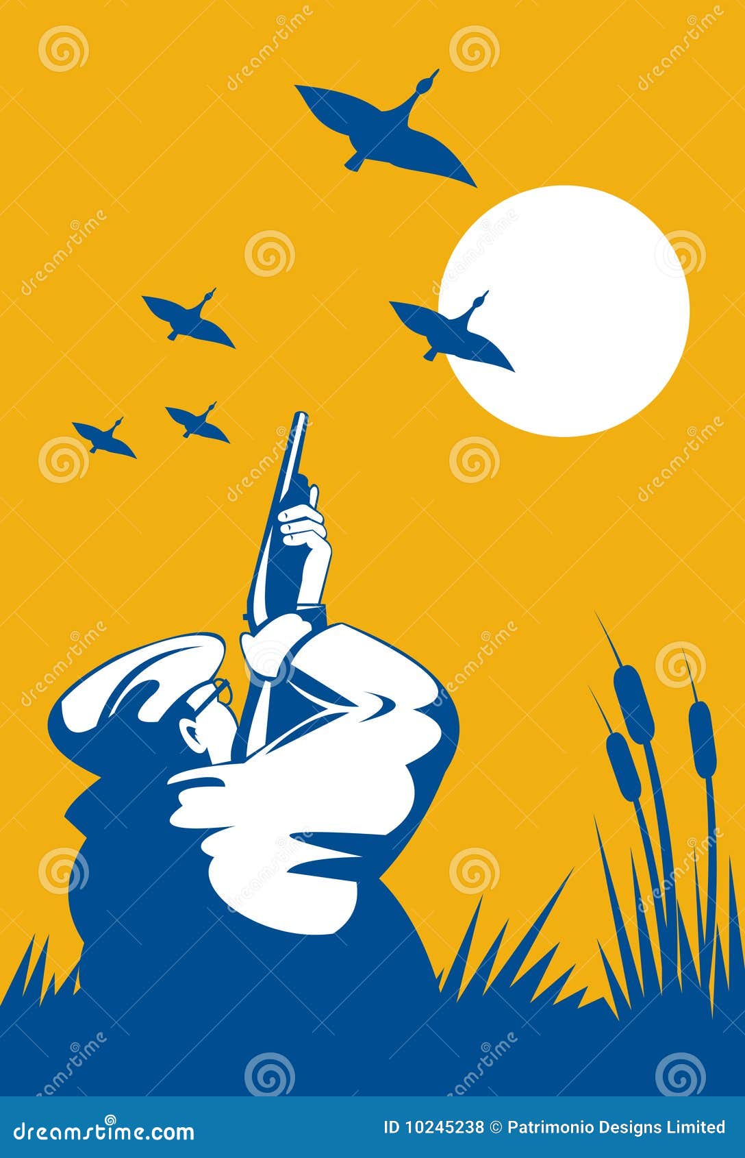 Duck hunter aiming shotgun stock vector. Illustration of shoot - 10245238