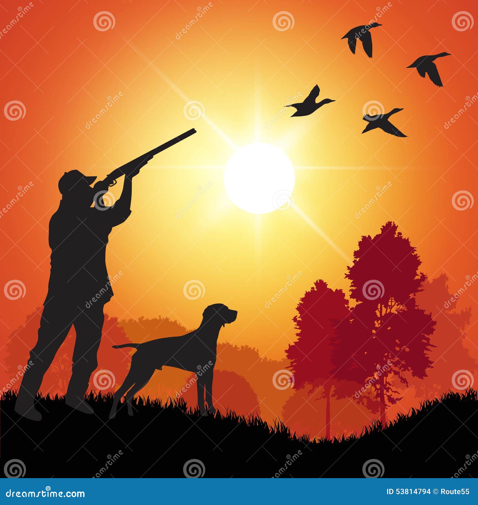 Duck hunter stock vector. Illustration of animals, outdoors - 53814794