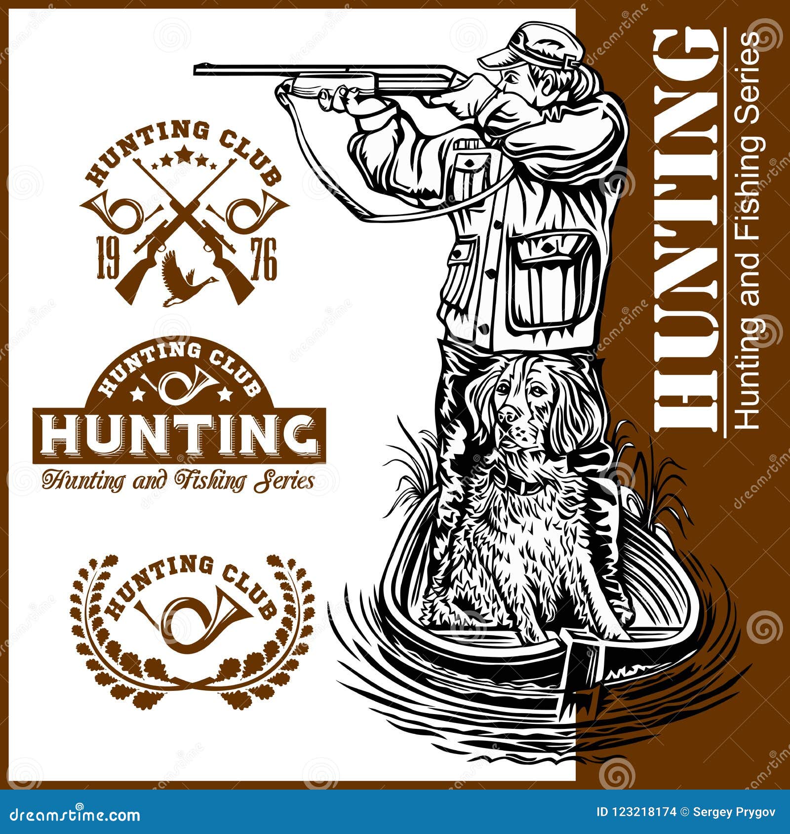 Duck Hunting - Hunter and Dog in Boat Stock Vector - Illustration of ...