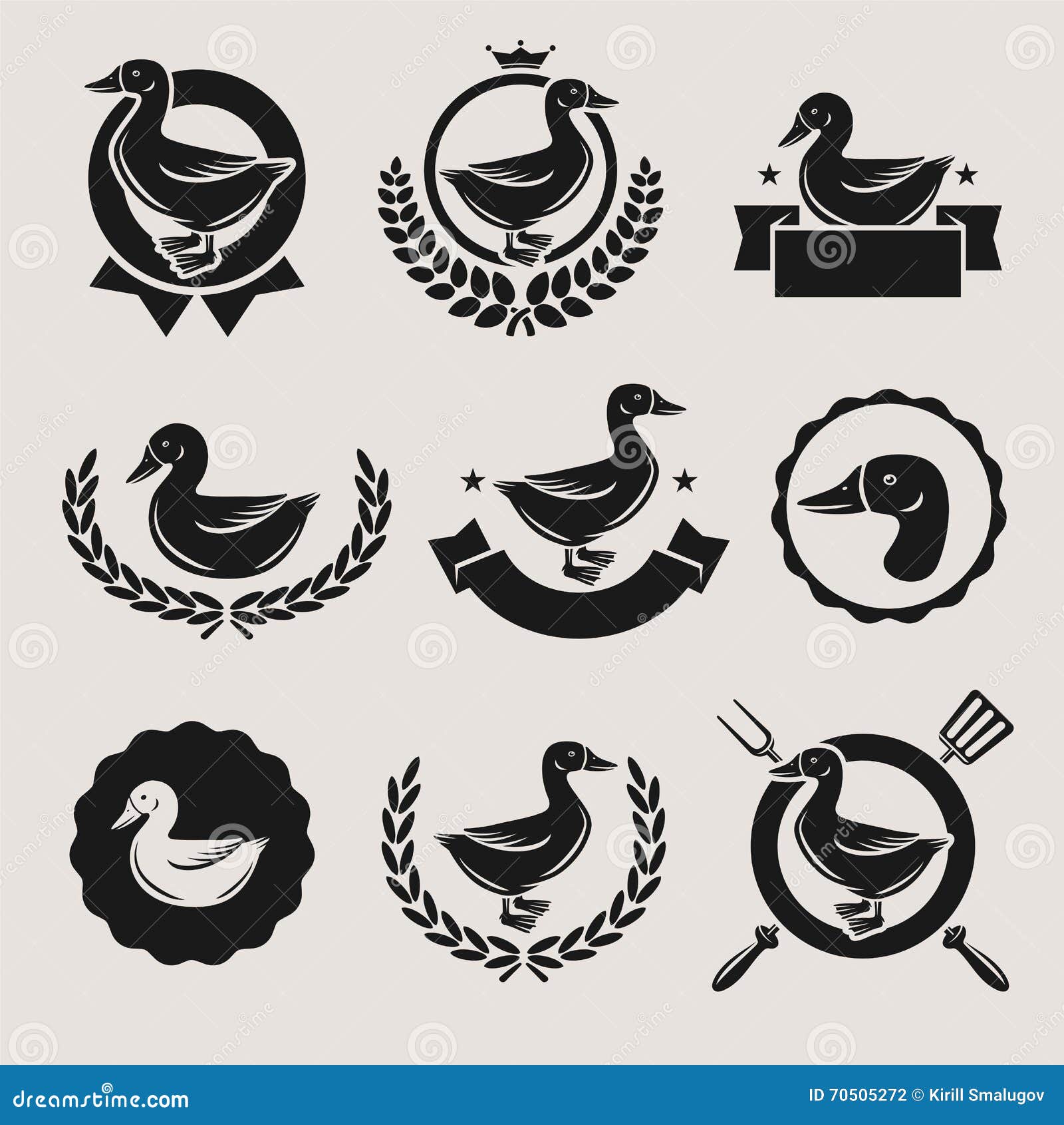 Duck Labels and Elements Set. Vector Stock Vector - Illustration of ...