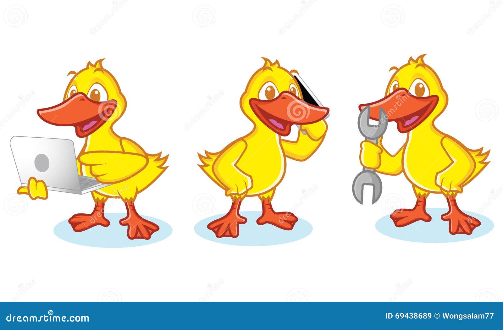 Duck Mascot Vectr with Phone Stock Vector - Illustration of mascot ...