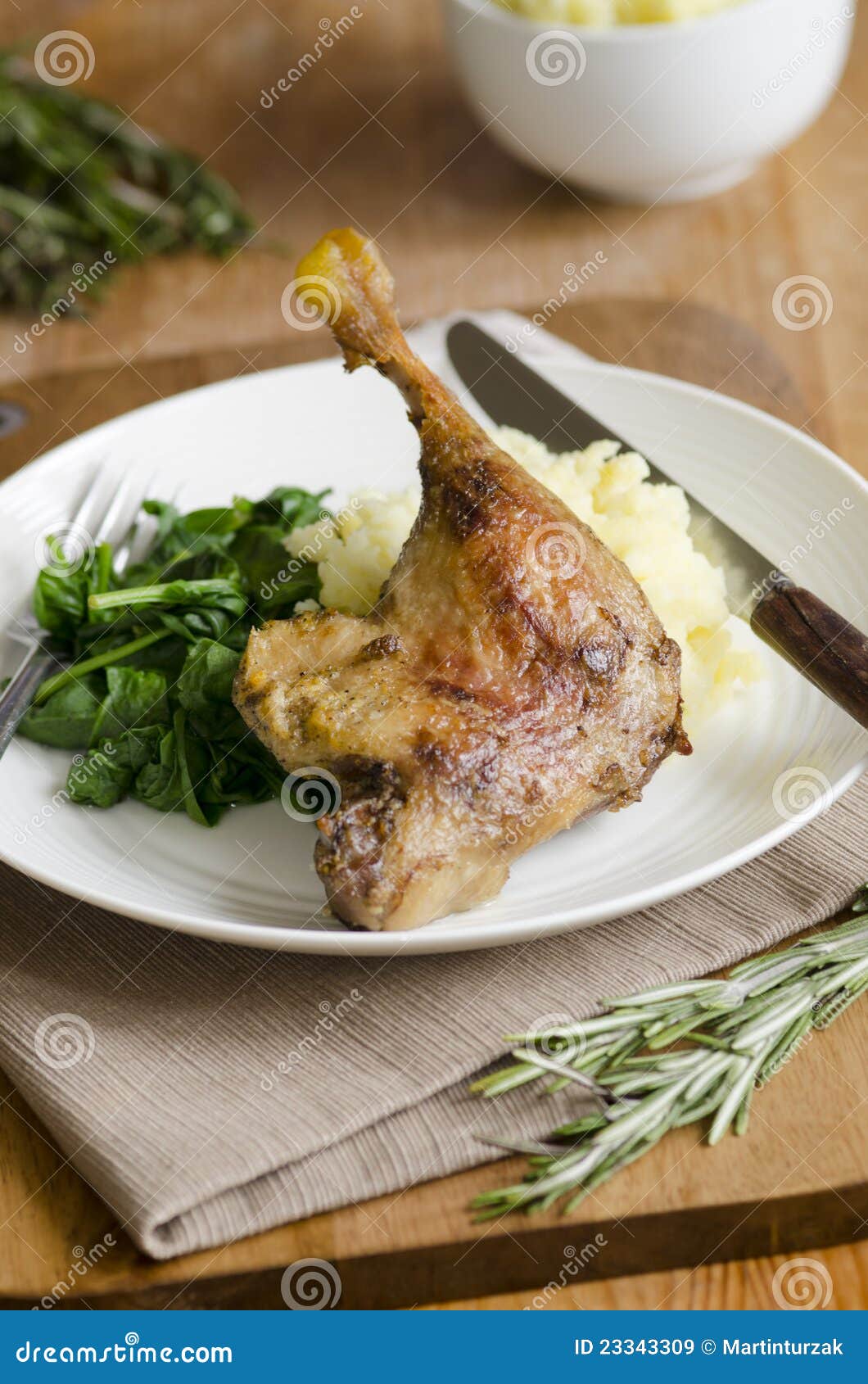 Duck with mashed potatoes stock image. Image of dinner - 23343309