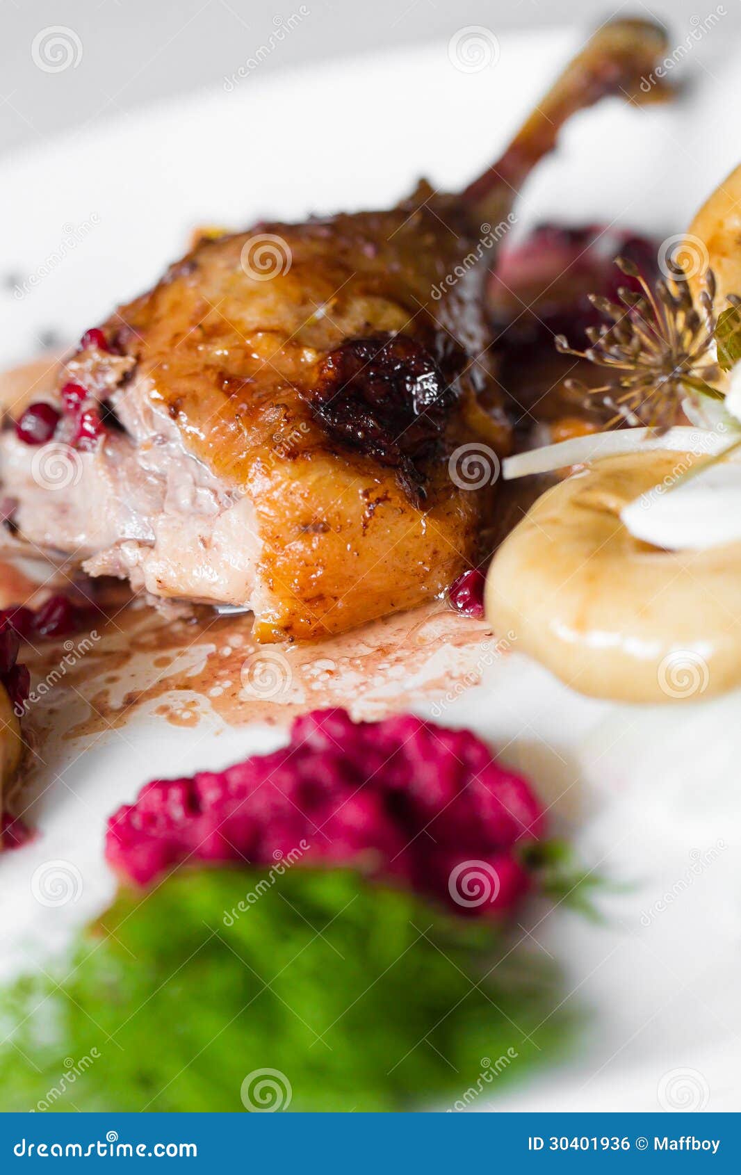 Duck meat stock photo. Image of closeup, mushrooms, cherry - 30401936