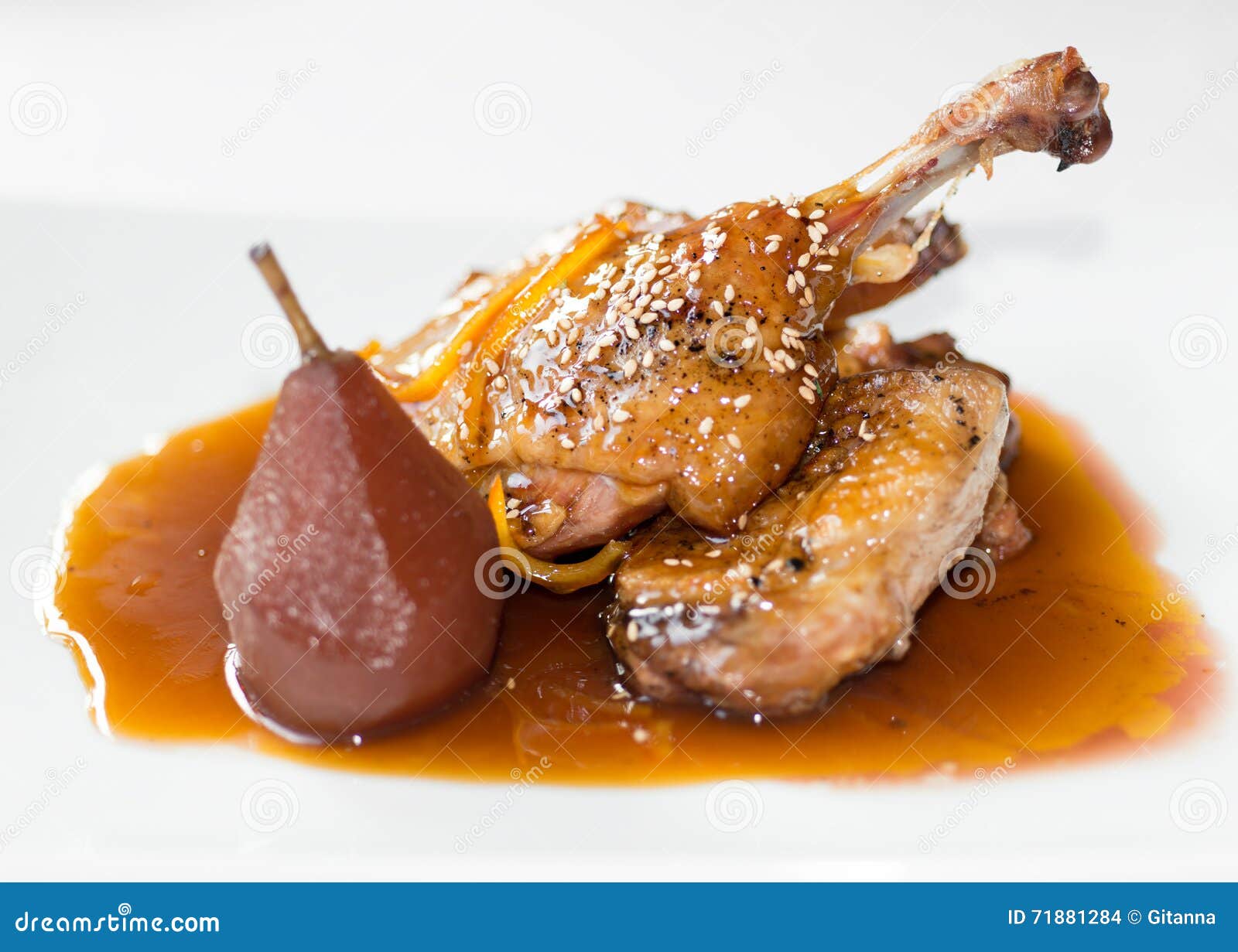 Duck with pears stock photo. Image of wine, restaurant - 71881284