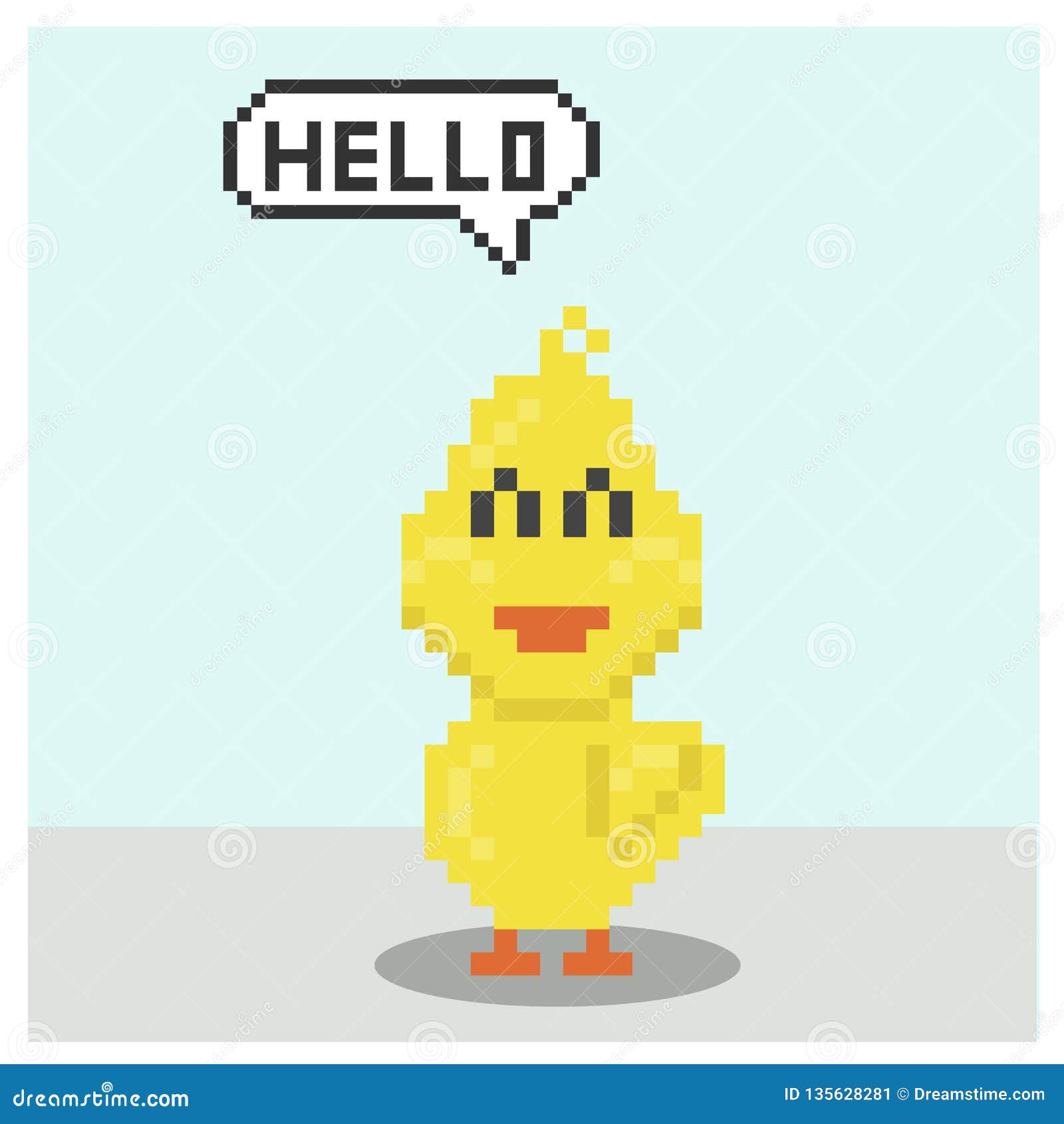 Duck in pixel art stock illustration. Illustration of clean - 135628281