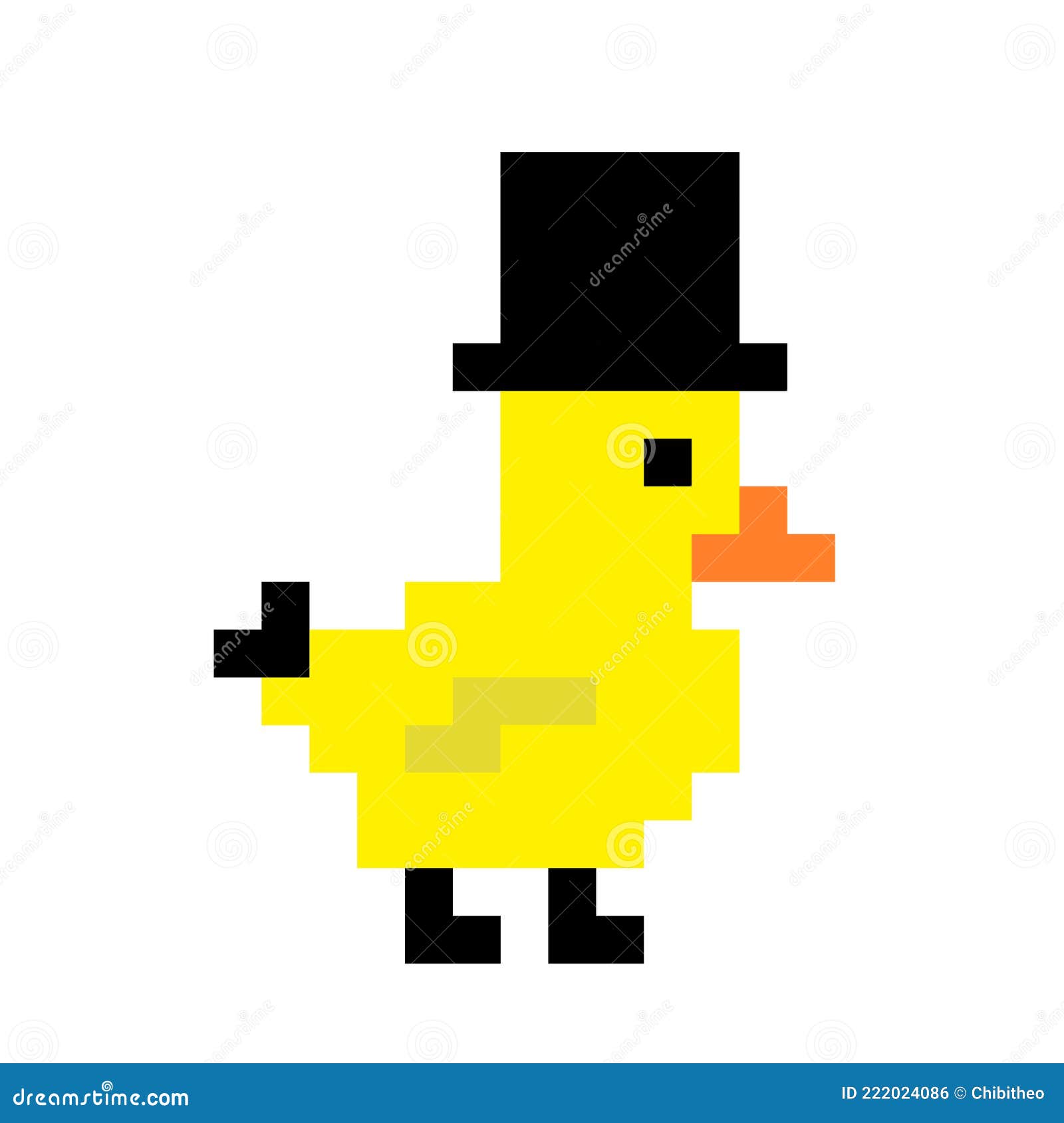 Duck. Pixel Duck with Hat Image. Vector Illustration of Pixel Art Stock ...