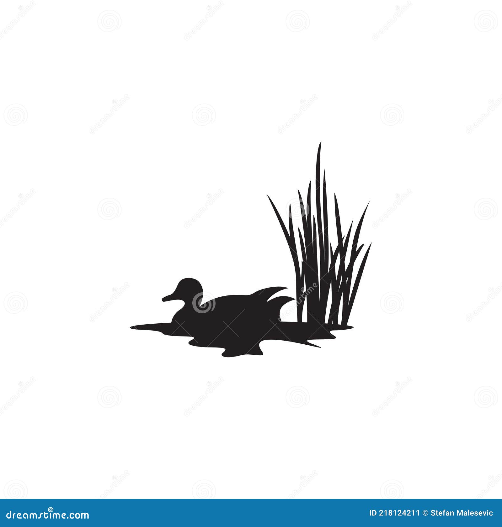 Duck in the pond stock vector. Illustration of natural - 218124211