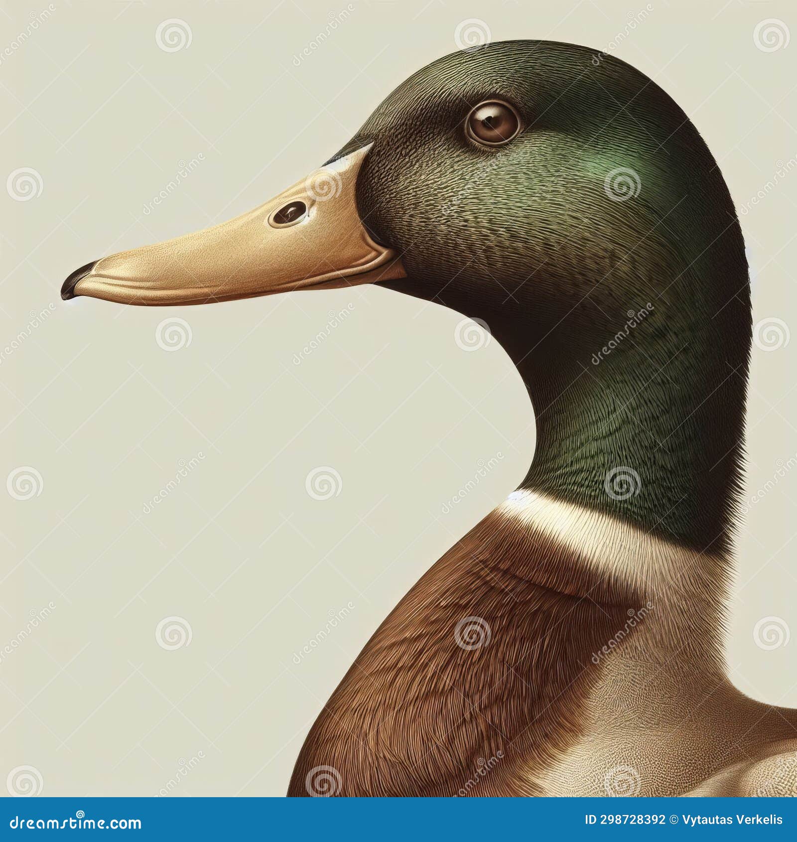 Duck Portrait Isolated on a White Stock Illustration - Illustration of ...