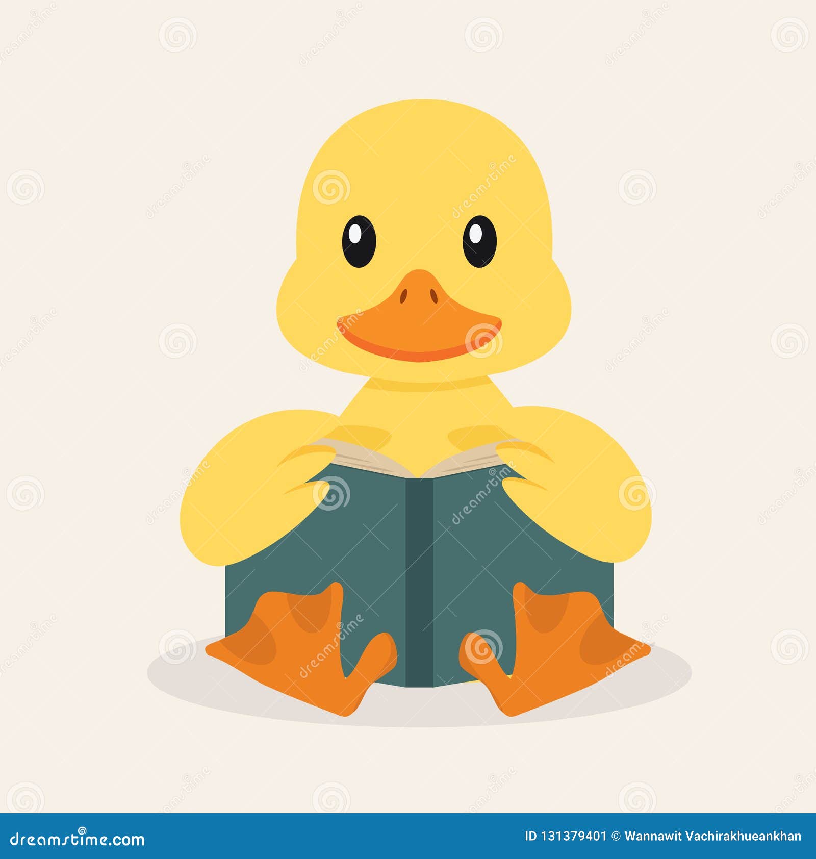 Duck Reading a Book vector stock vector. Illustration of expression ...