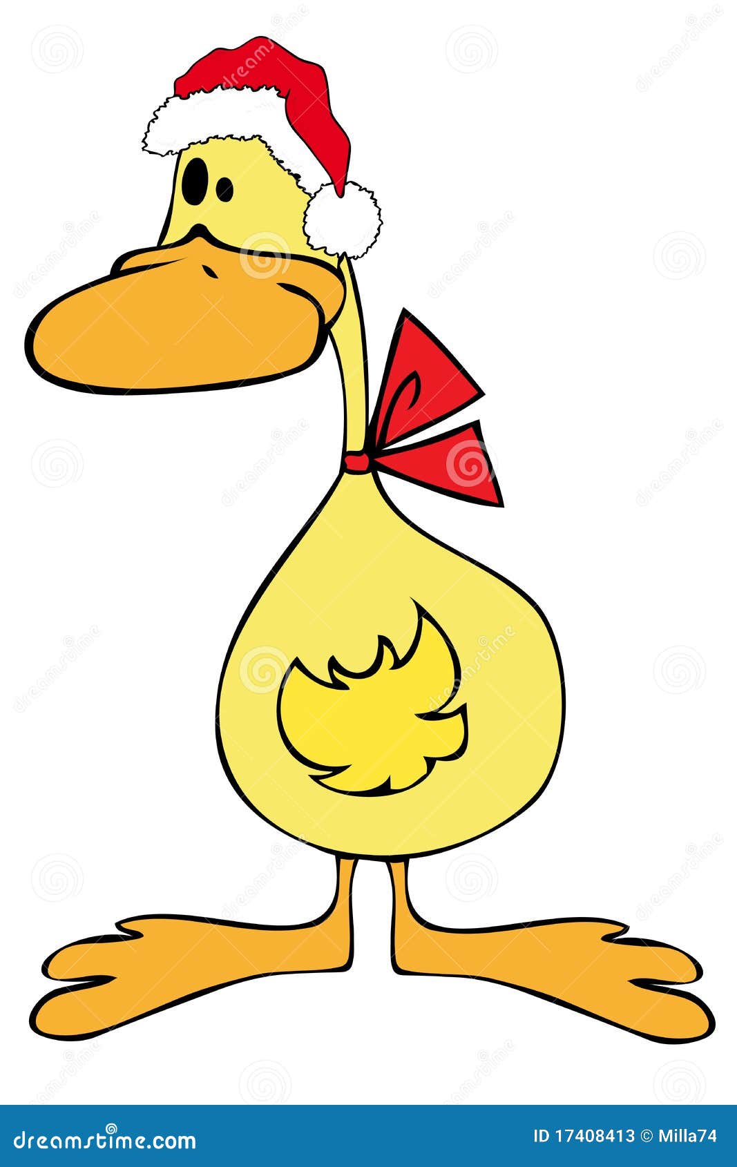 Duck with Santa Claus Hat. stock vector. Illustration of december ...