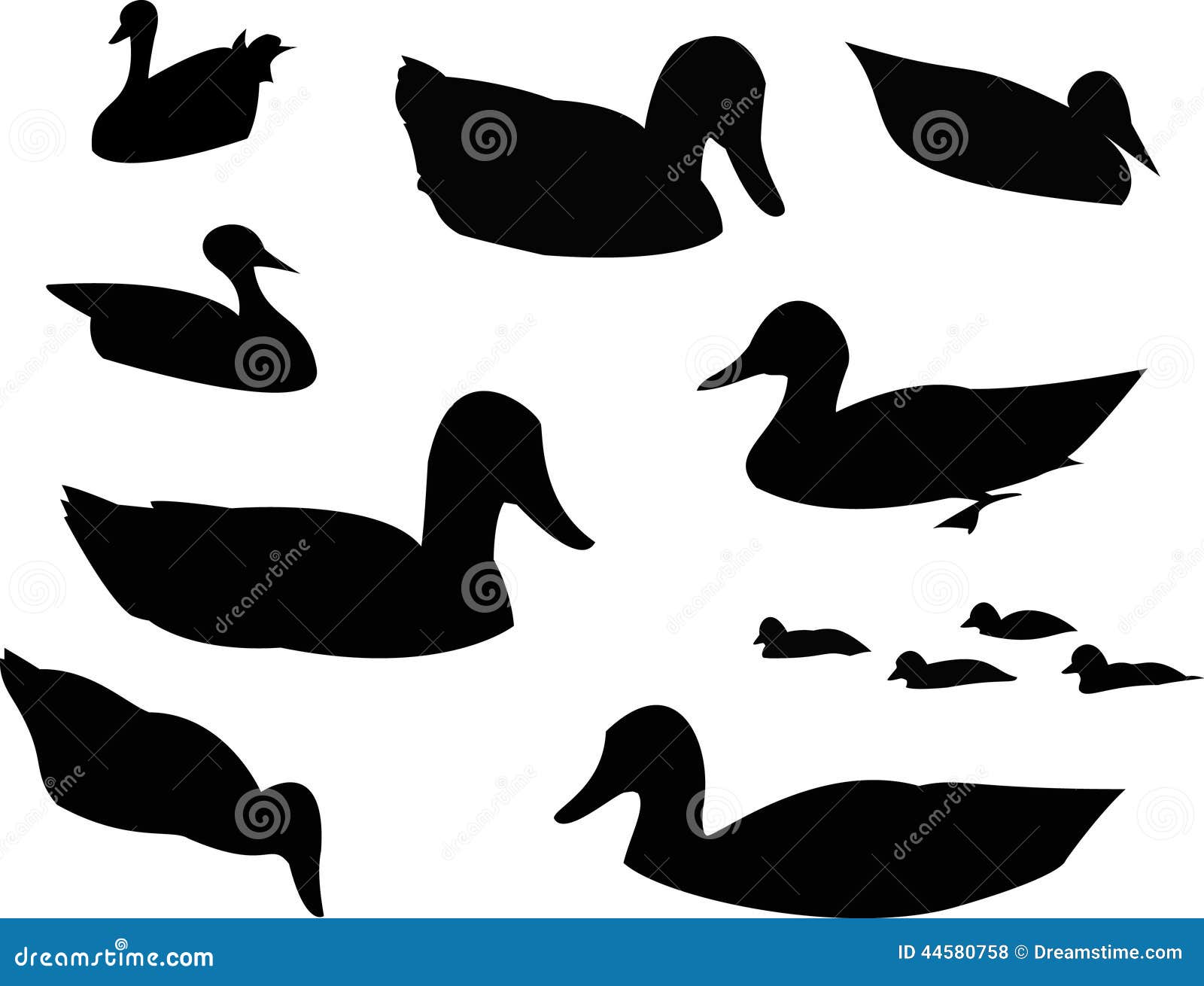 Duck Silhouette Animal Clip Art Stock Illustration - Image: 44580758