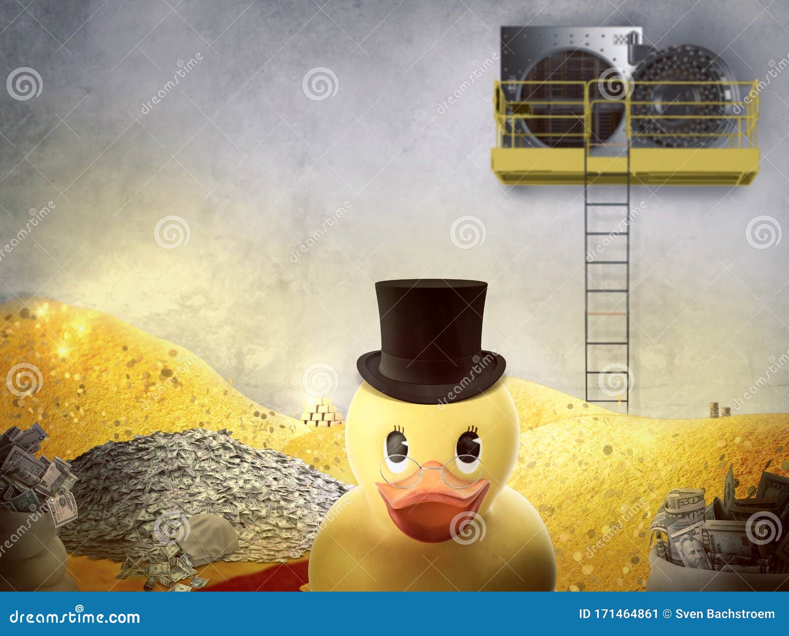 Duck Sits in Her Money Storage on Her Wealth Stock Image - Image of ...