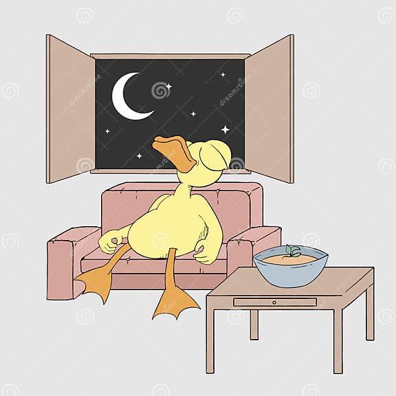 Duck sleeping in sofa stock vector. Illustration of sofa - 292580366
