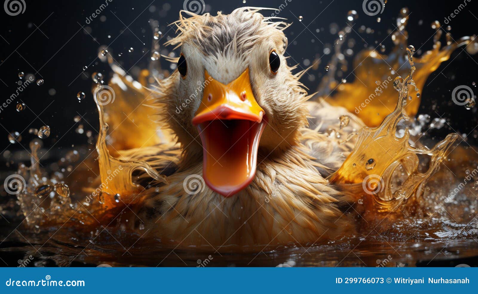 Duck from a Splash Water. Pretty Duck Splashing Water. Generative Ai ...