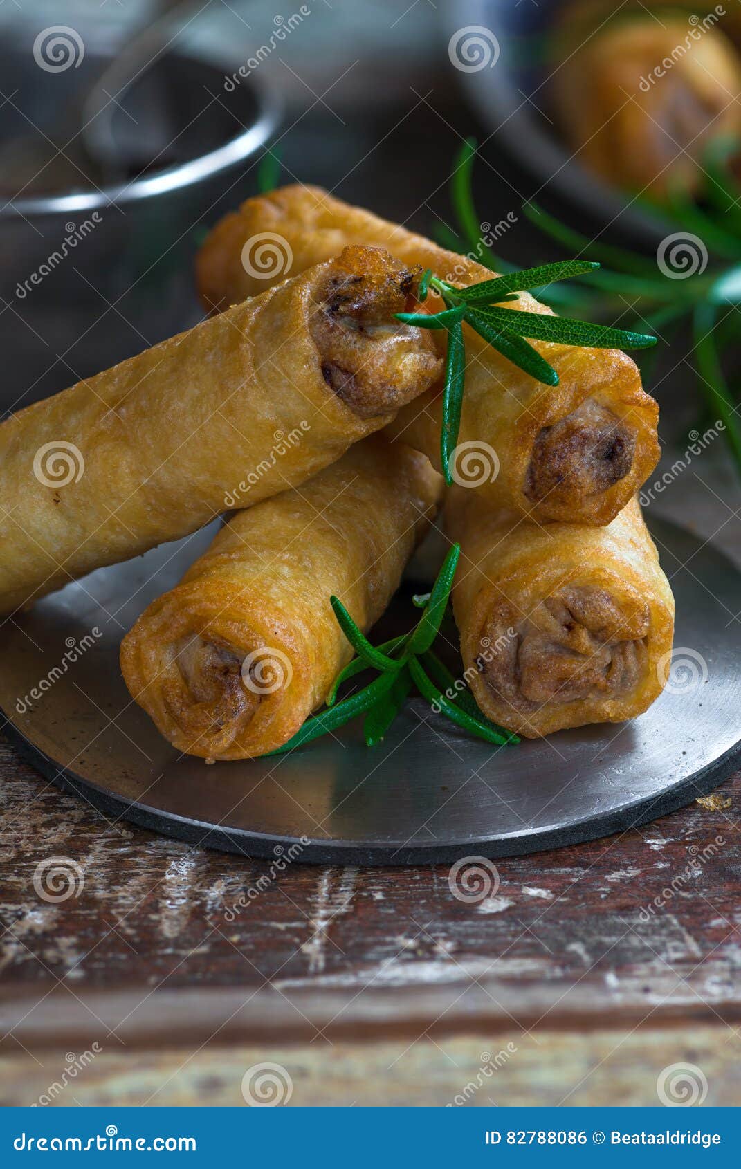 Duck spring rolls stock photo. Image of asia, dish, primavera - 82788086